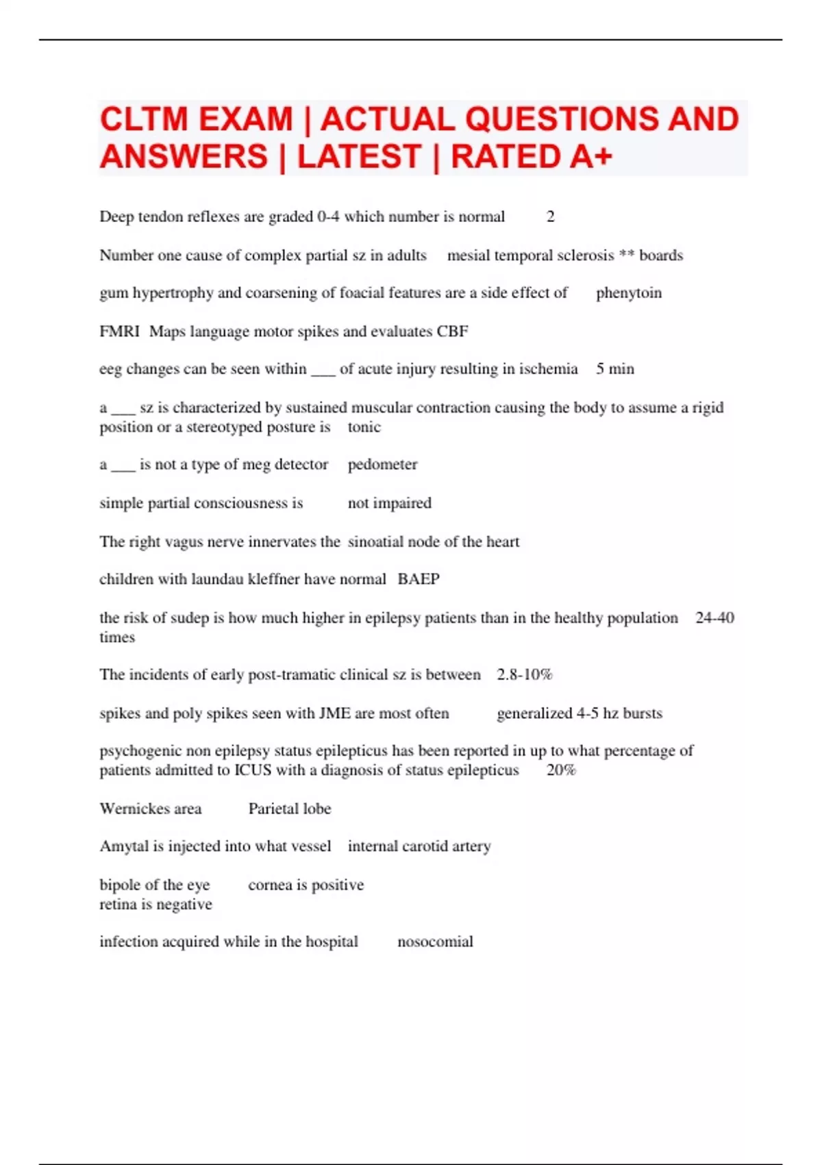 CLTM EXAM | ACTUAL QUESTIONS AND ANSWERS | LATEST | RATED A+ - CLTM ...