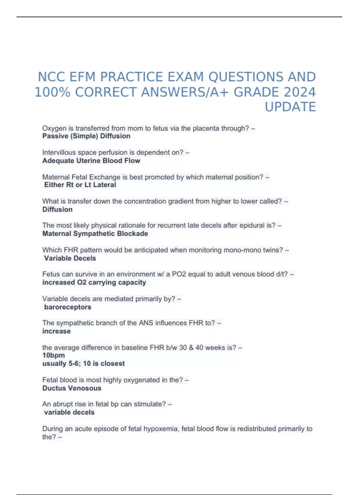 NCC EFM PRACTICE EXAM QUESTIONS AND 100% CORRECT ANSWERS/A+ GRADE 2024 ...