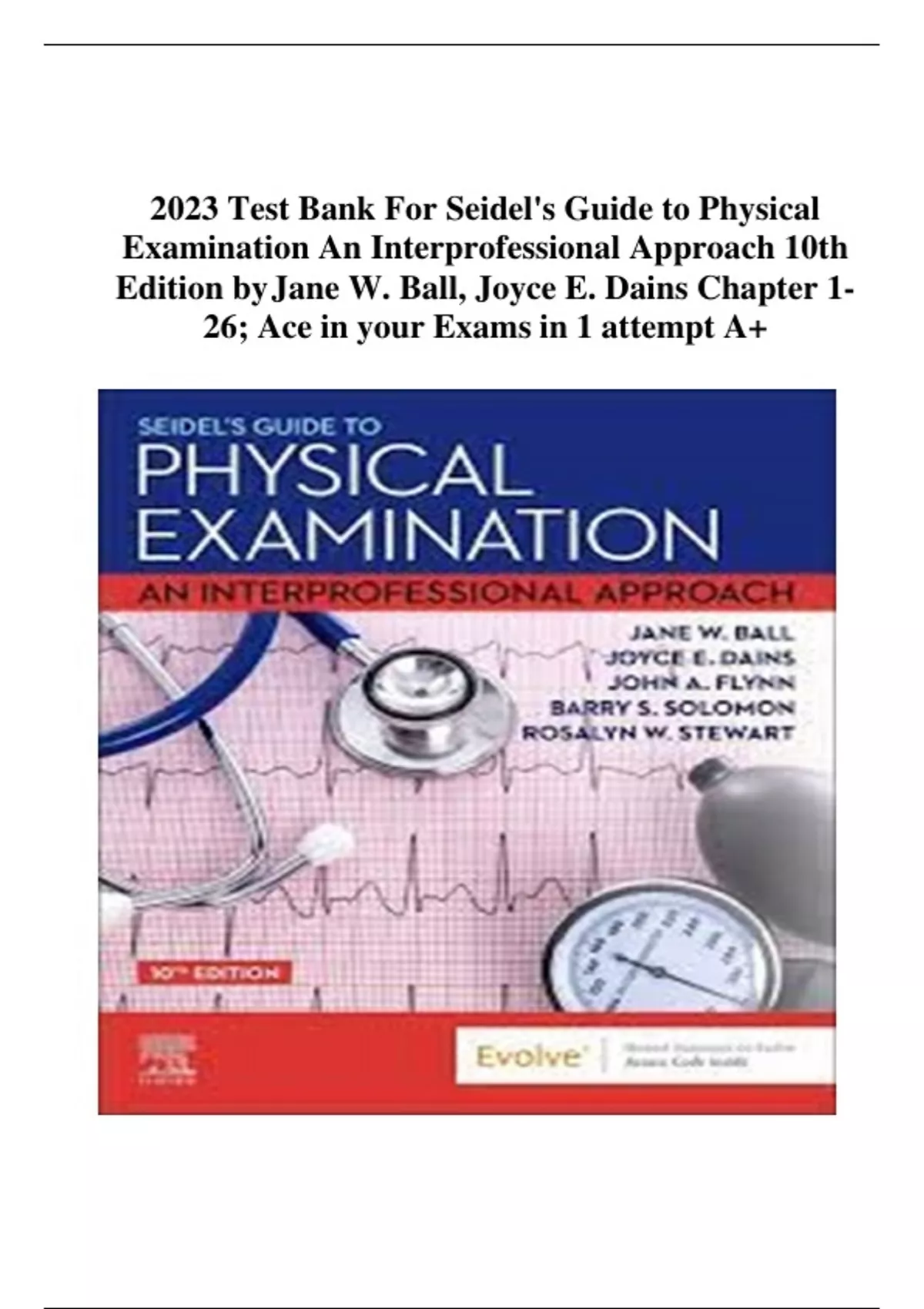 Test Bank For Seidel's Guide to Physical Examination An ...