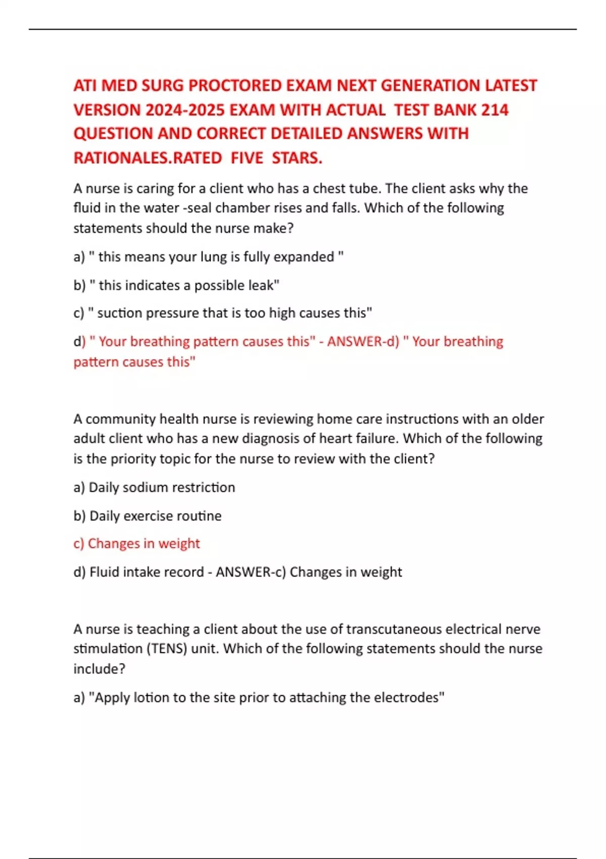 ATI MED SURG PROCTORED EXAM NEXT GENERATION LATEST VERSION EXAM WITH ...