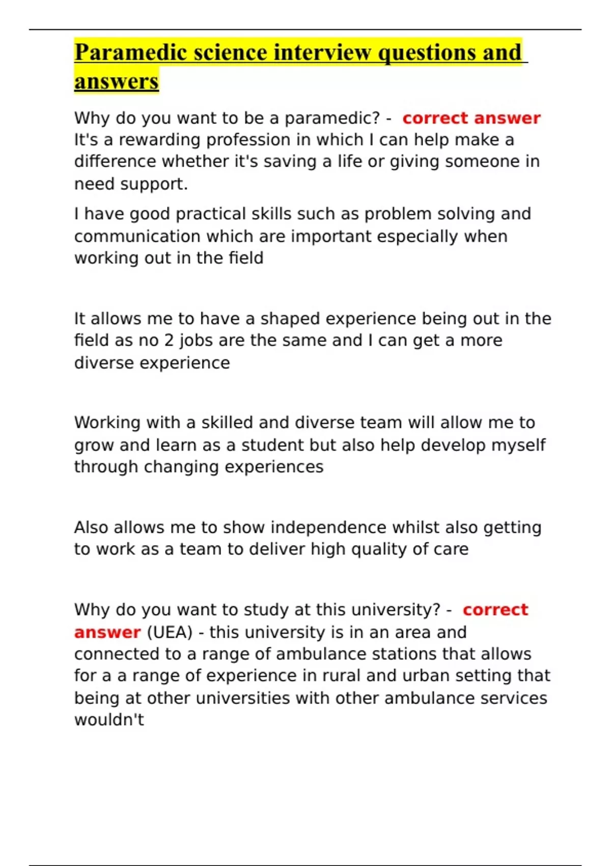 Paramedic science interview questions and answers - Paramedic science ...