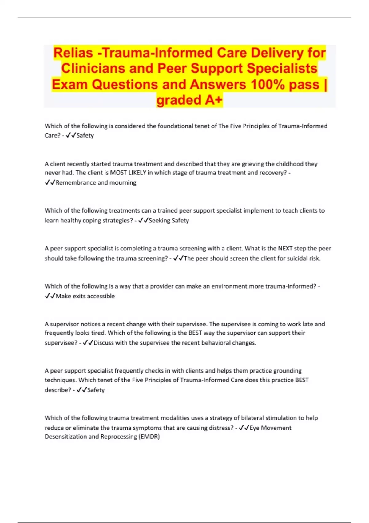 Relias -Trauma-Informed Care Delivery for Clinicians and Peer Support ...