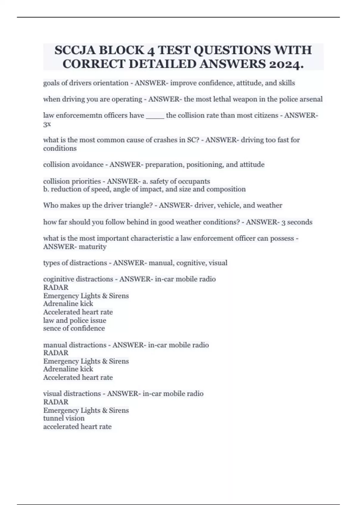 SCCJA BLOCK 4 TEST QUESTIONS WITH CORRECT DETAILED ANSWERS 2024 ...