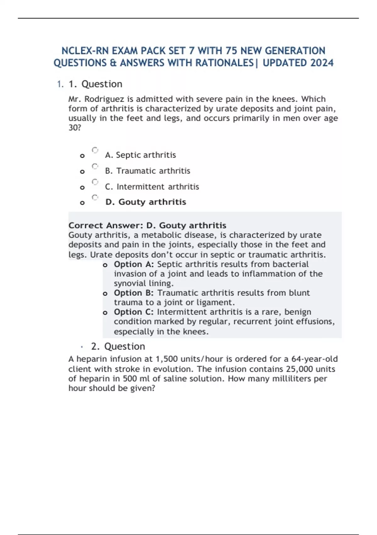 NCLEX-RN EXAM PACK SET 7 WITH 75 NEW GENERATION QUESTIONS & ANSWERS ...