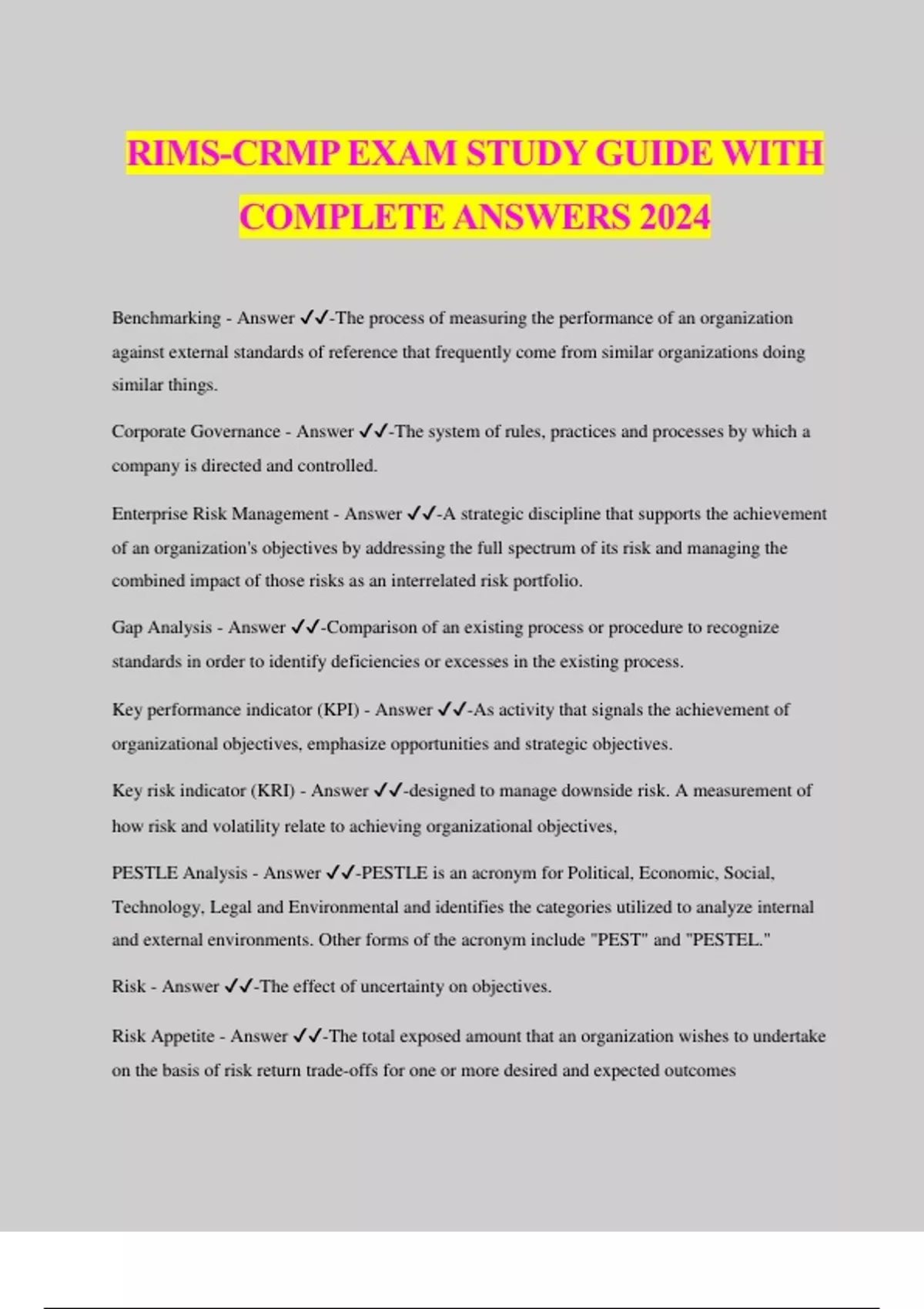 RIMS CRMP Bundled Exams Questions and Answers | 100% Verified and ...