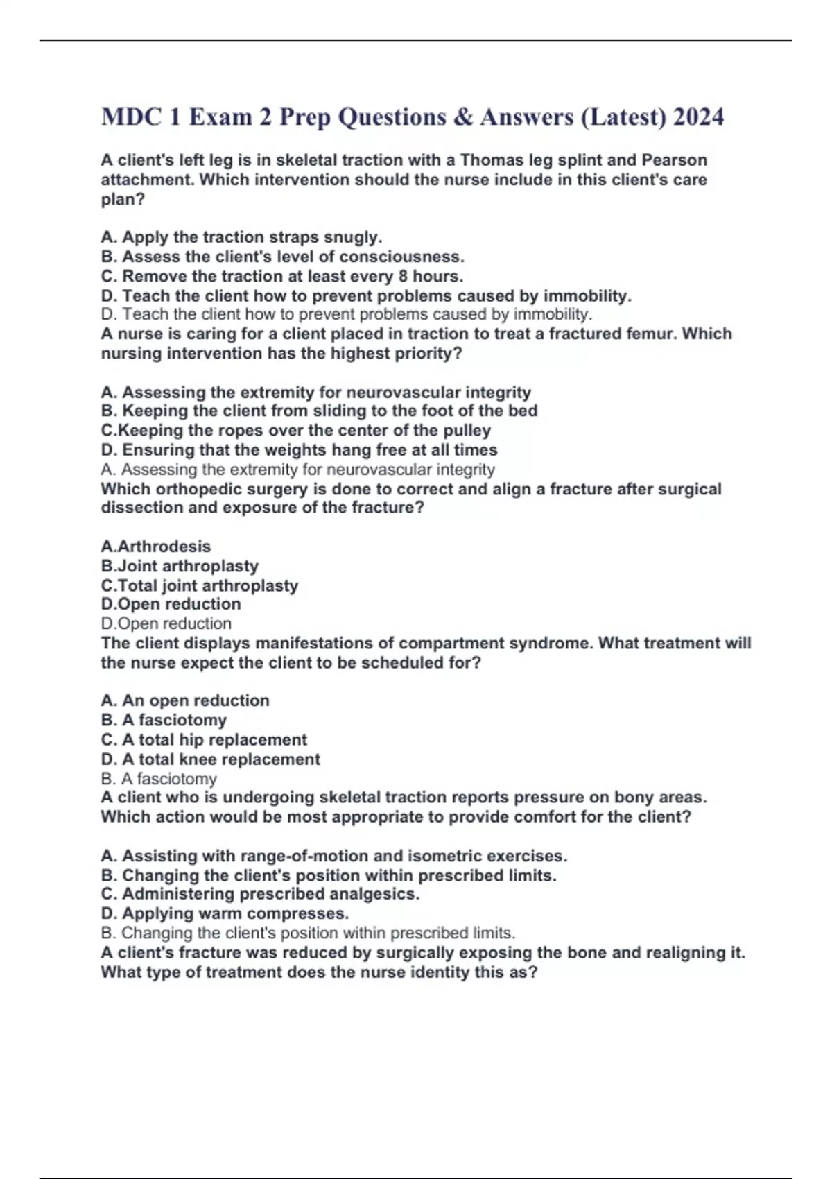 MDC 1 Exam 2 Prep Questions & Answers (Latest) 2024 - MDC 1 - Stuvia US