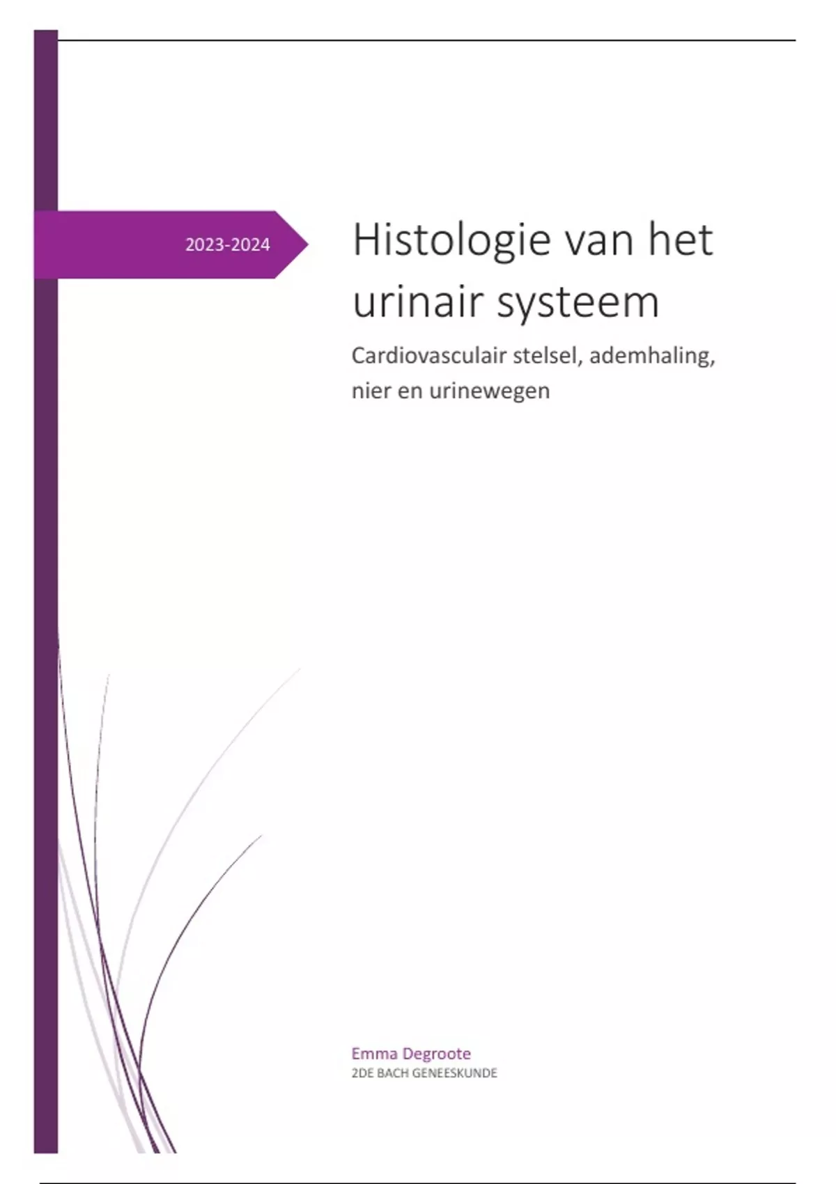 Samenvatting histologie van het urinair systeem: Blok cardiovasculair ...