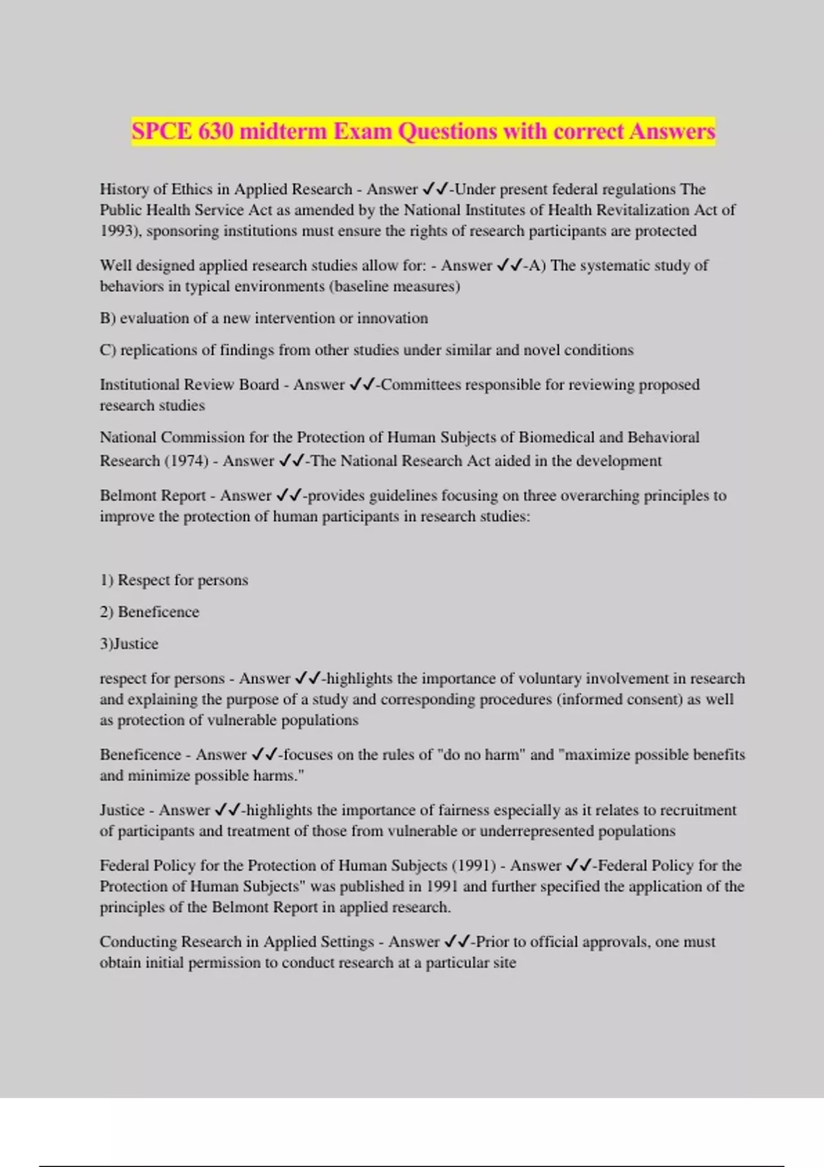 SPCE 630 Bundled Exams Questions and Answers | 100% Verified and ...