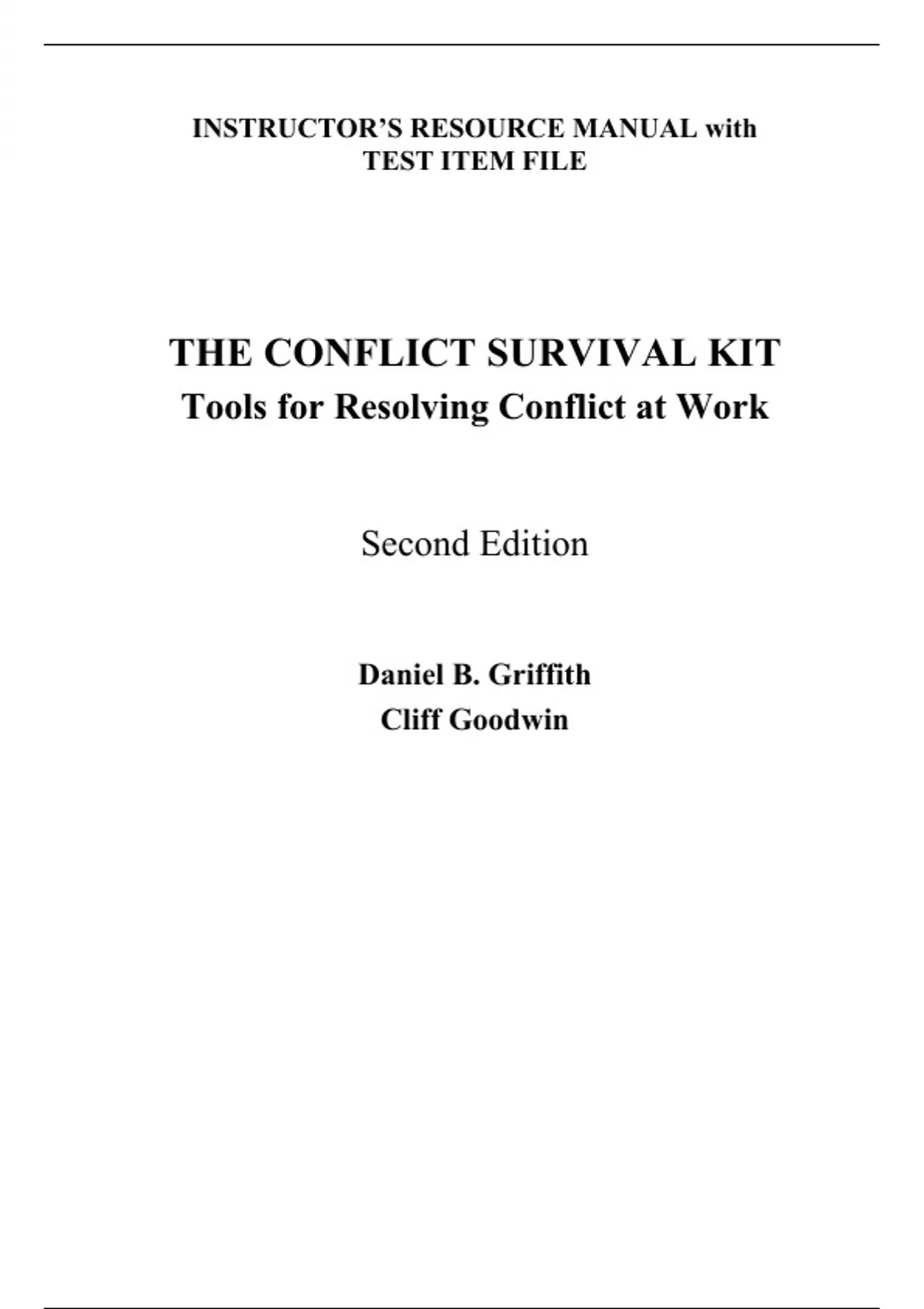 MANUALS / TEST ITEM FILE for Conflict Survival Kit: Tools for Resolving ...