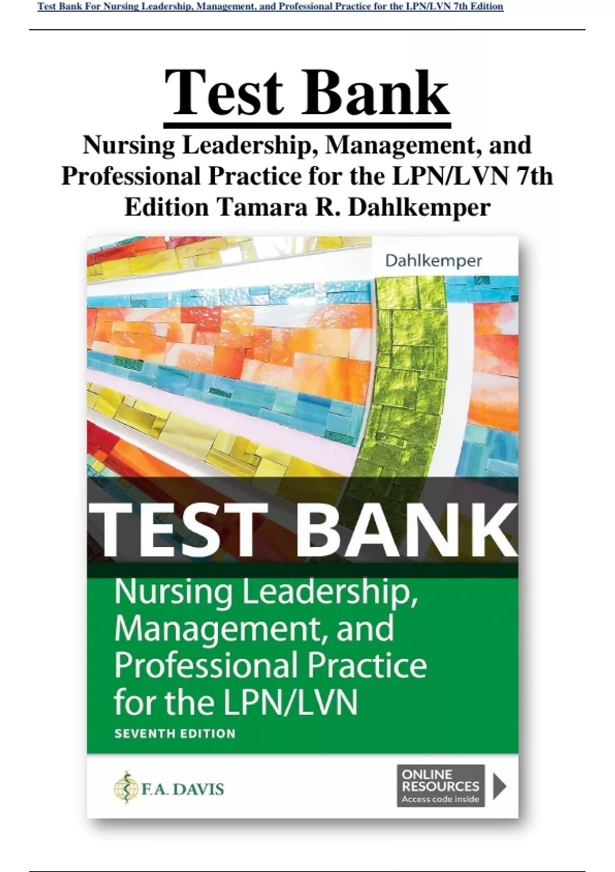 Test Bank For Nursing Leadership, Management, and Professional Practice ...