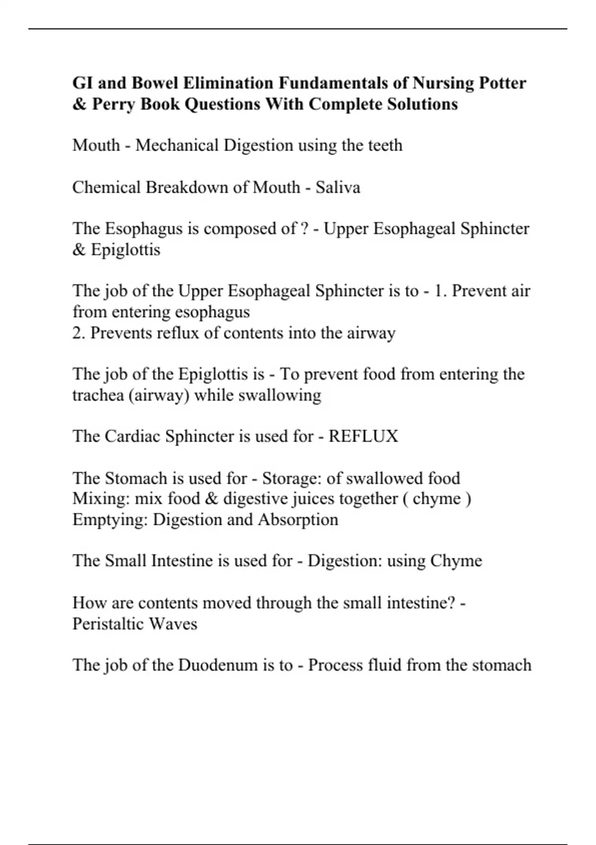 GI and Bowel Elimination Fundamentals of Nursing Potter & Perry Book ...