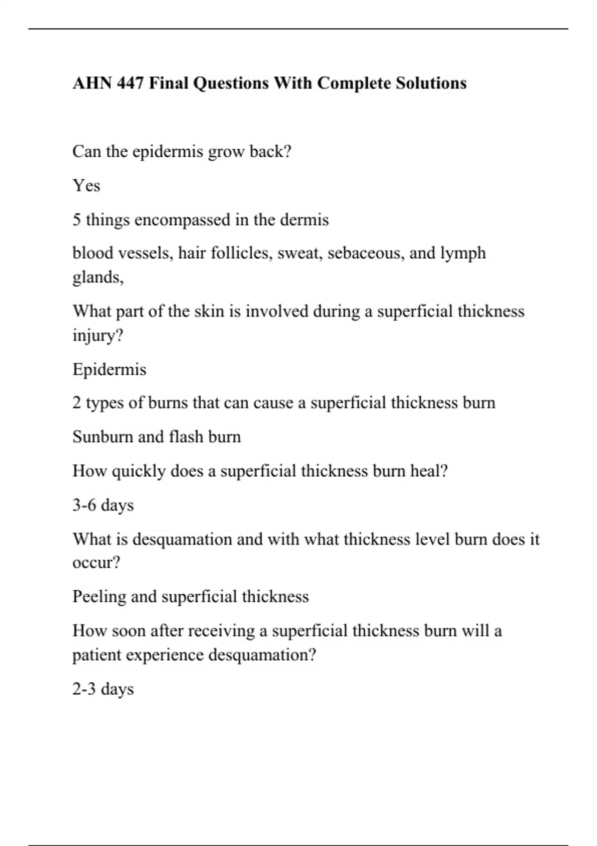 AHN 447 Final Questions With Complete Solutions - AHN 447 - Stuvia US