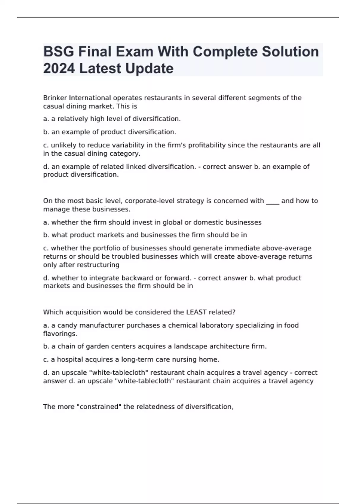 BSG Final Exam With Complete Solution 2024 Latest Update - Bsg 2024 ...