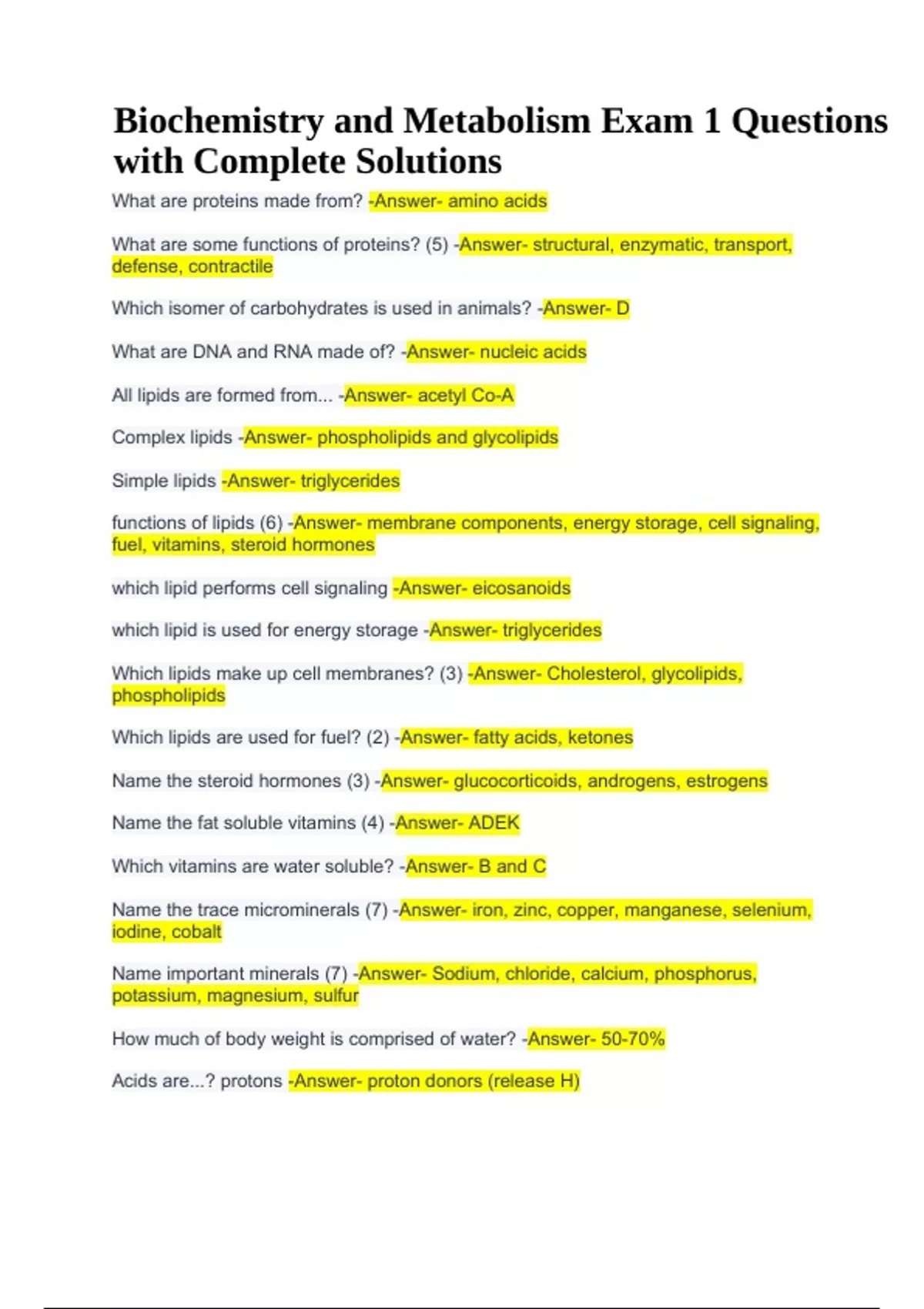 WGU Biochemistry Final Review 2024 With Complete Solutions Latest Guide ...