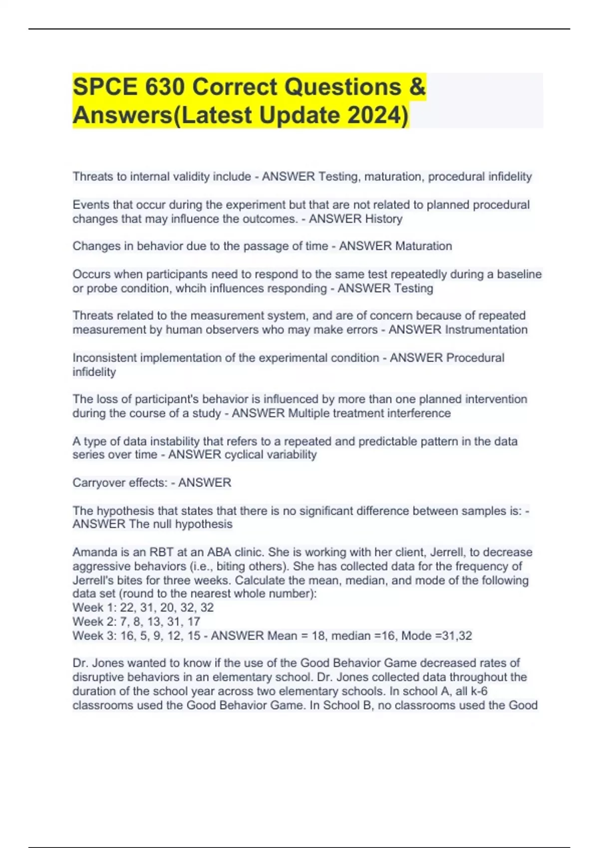 SPCE 630 Correct Questions & Answers(Latest Update 2024) - SPCE 630 ...