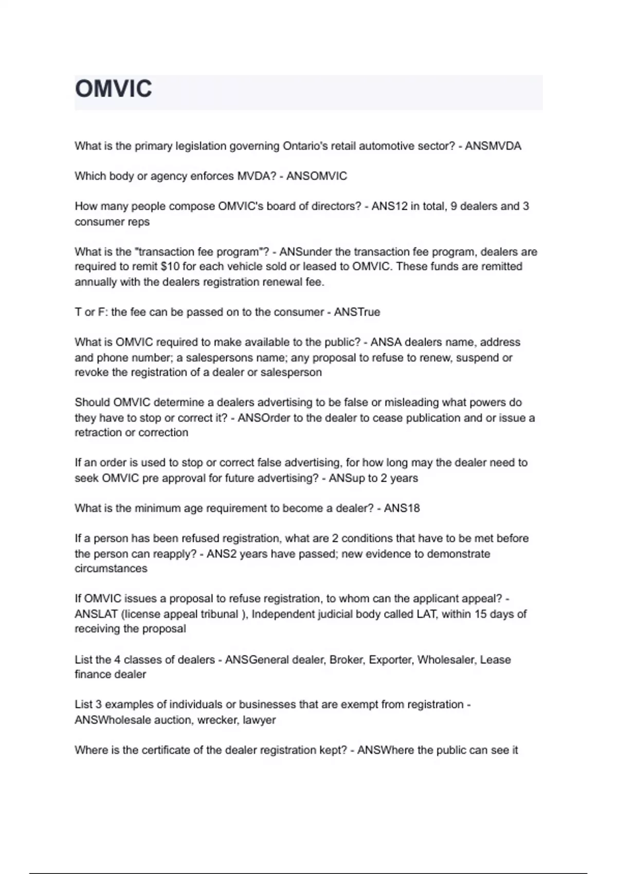 OMVIC FINAL EXAM 2024/2025 QUESTIONS &ANSWERS (A GRADED)ALL BUNDLED ...