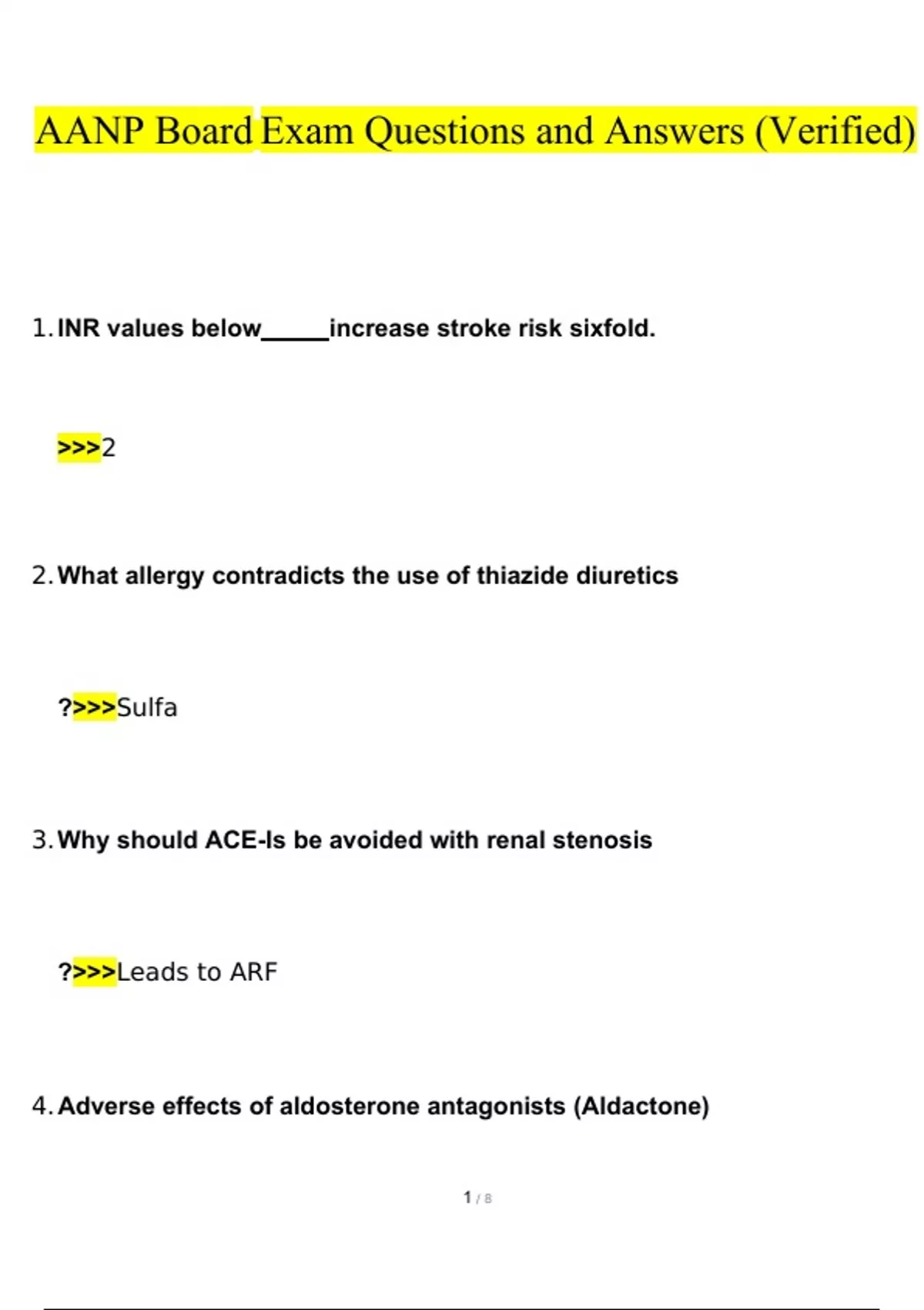 AANP Board Exam Questions and Answers (2024 / 2025) (Verified Answers ...
