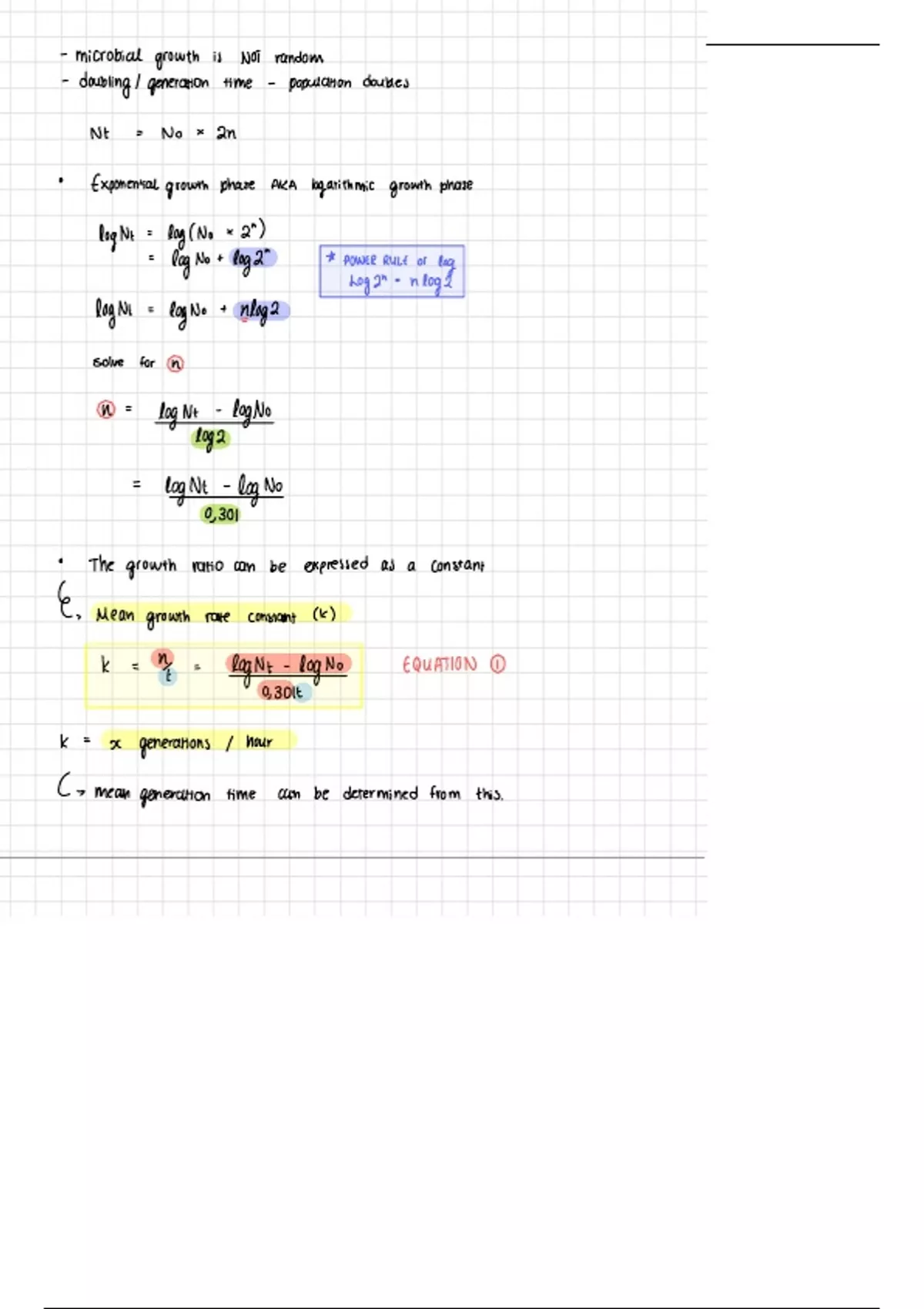 Summary Microbial Growth Notes - step by step equations and examples ...