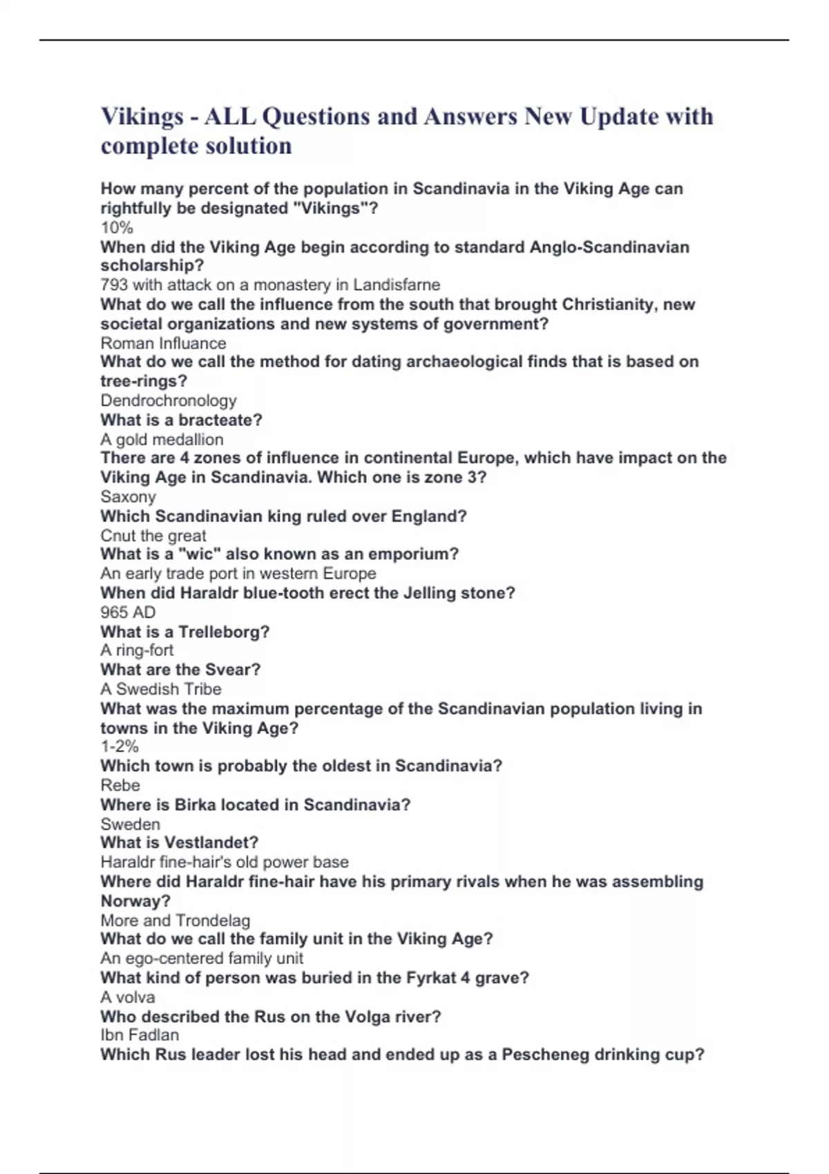 Vikings - ALL Questions and Answers New Update with complete solution ...