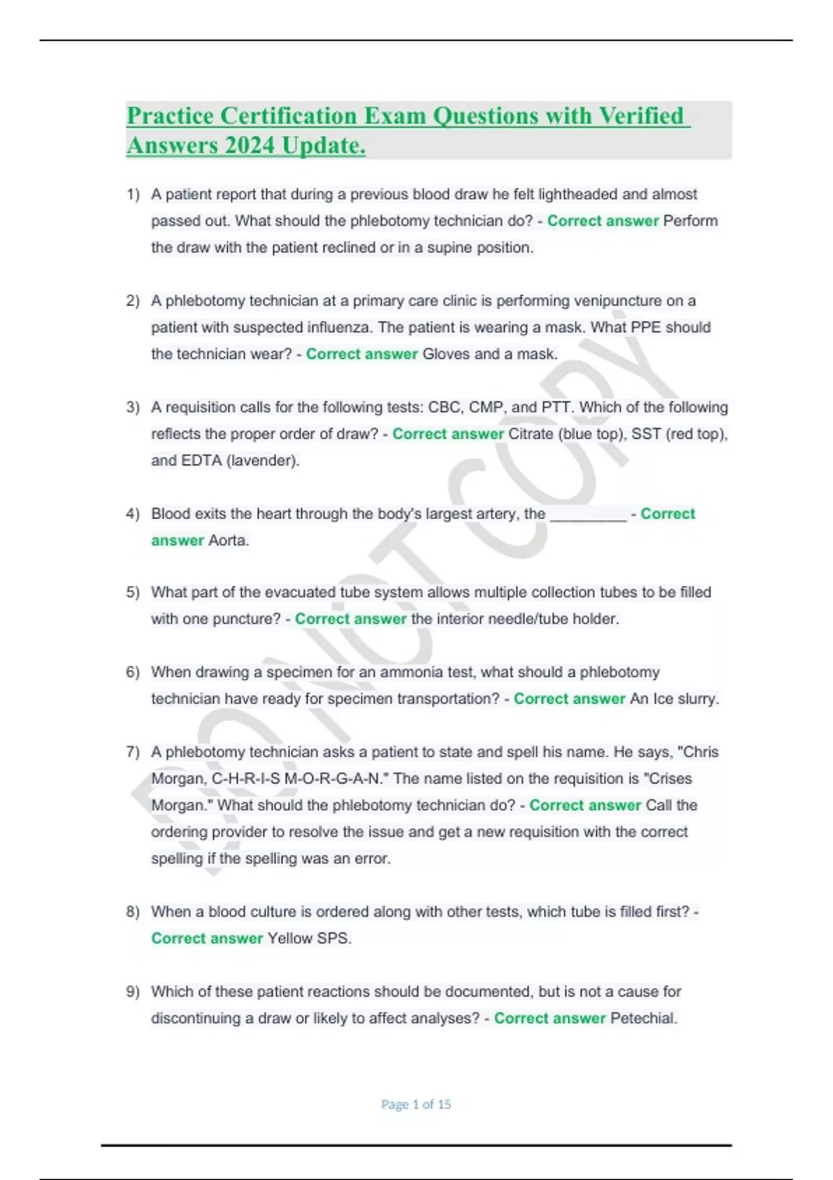 Practice Certification Exam Questions with Verified Answers 2024 Update ...