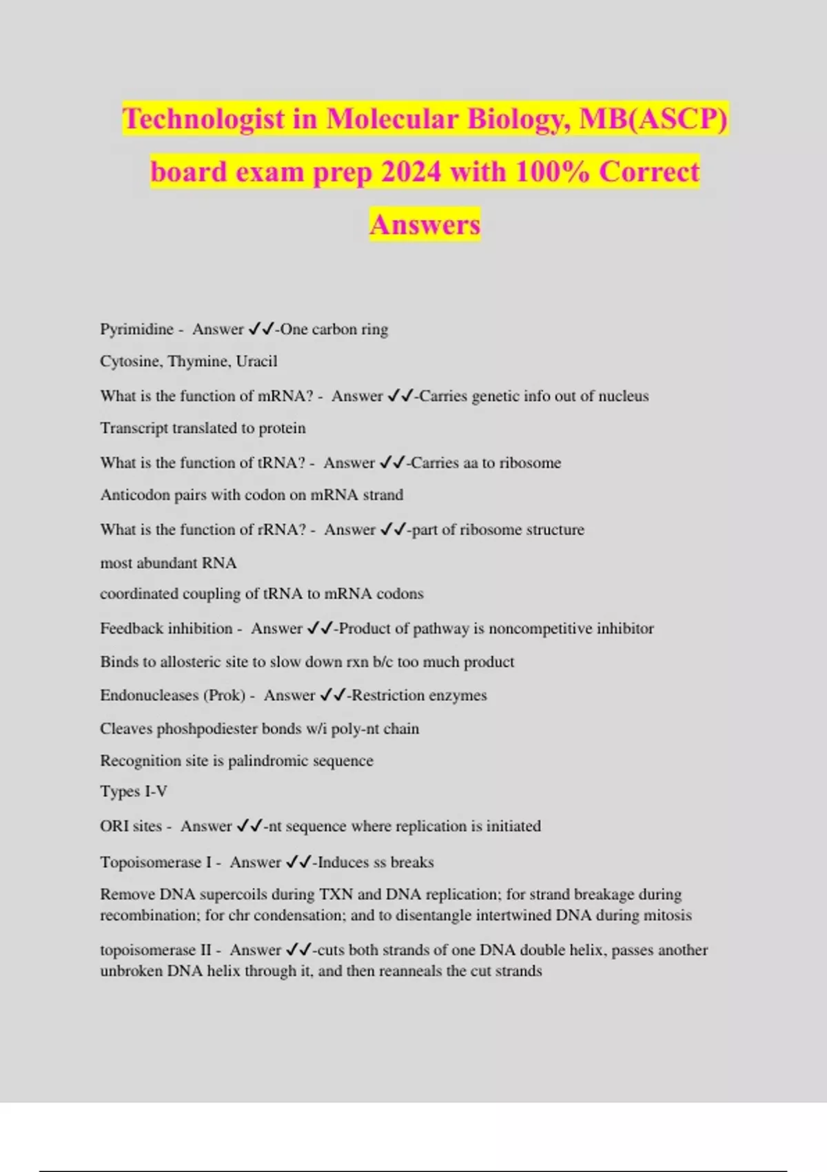 Technologist in Molecular Biology, MB(ASCP) board exam prep 2024 with ...