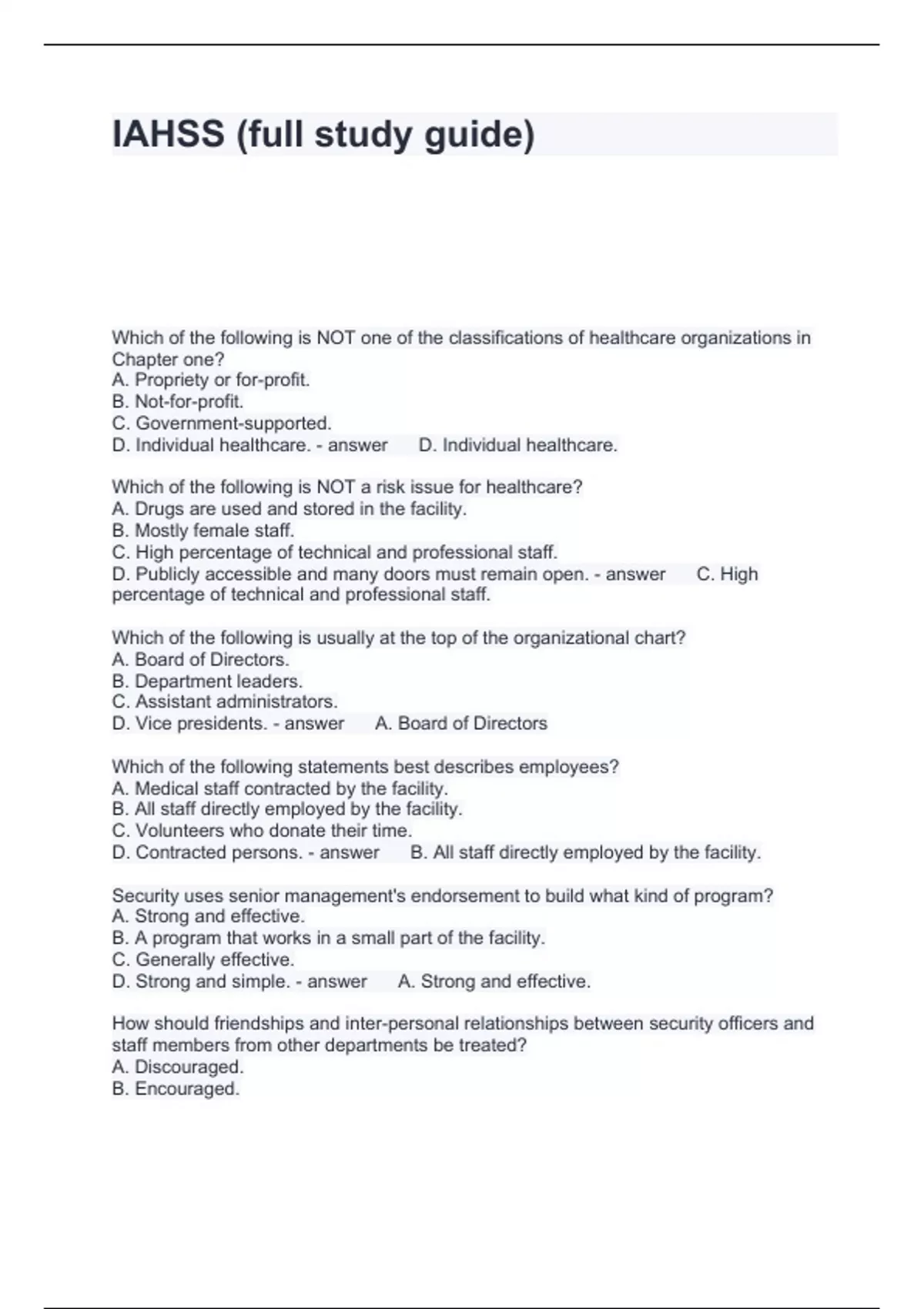 IAHSS (full study guide) Questions and Answers Fully solved - Iahss ...