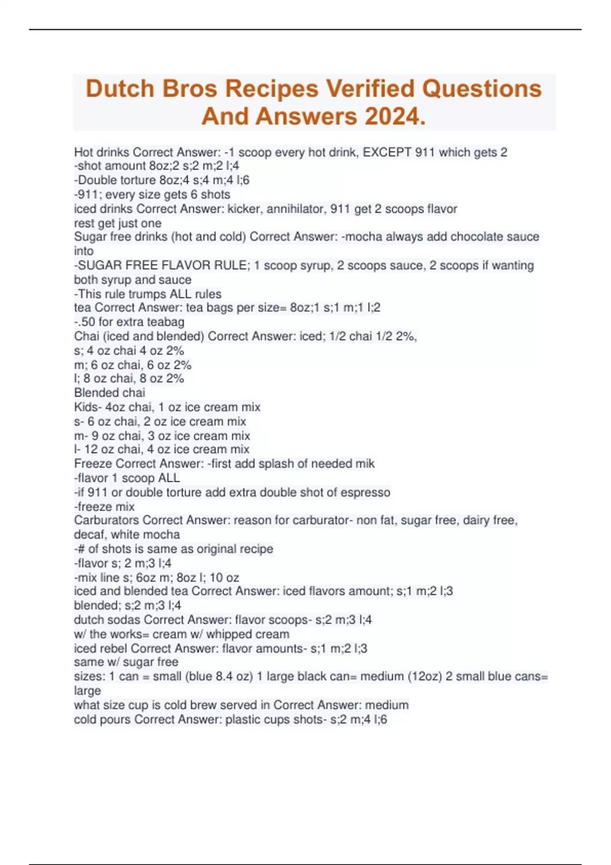 Dutch Bros Recipes Verified Questions And Answers 2024. - Dutch Bros ...