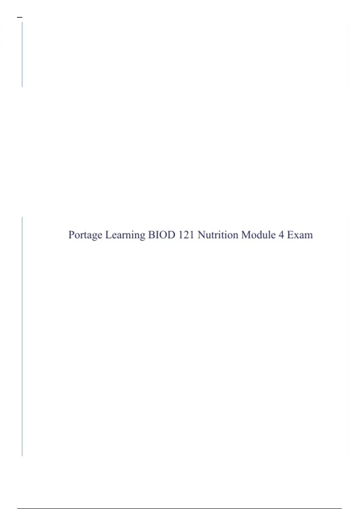Portage Learning BIOD 121 Nutrition Module 4 Exam - BIOD 121 (BIOD121 ...