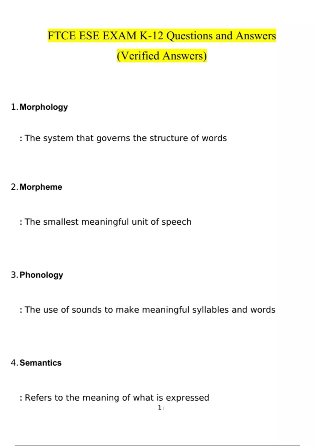 FTCE ESE EXAM K-12 Questions and Answers (2024 / 2025) (Verified ...