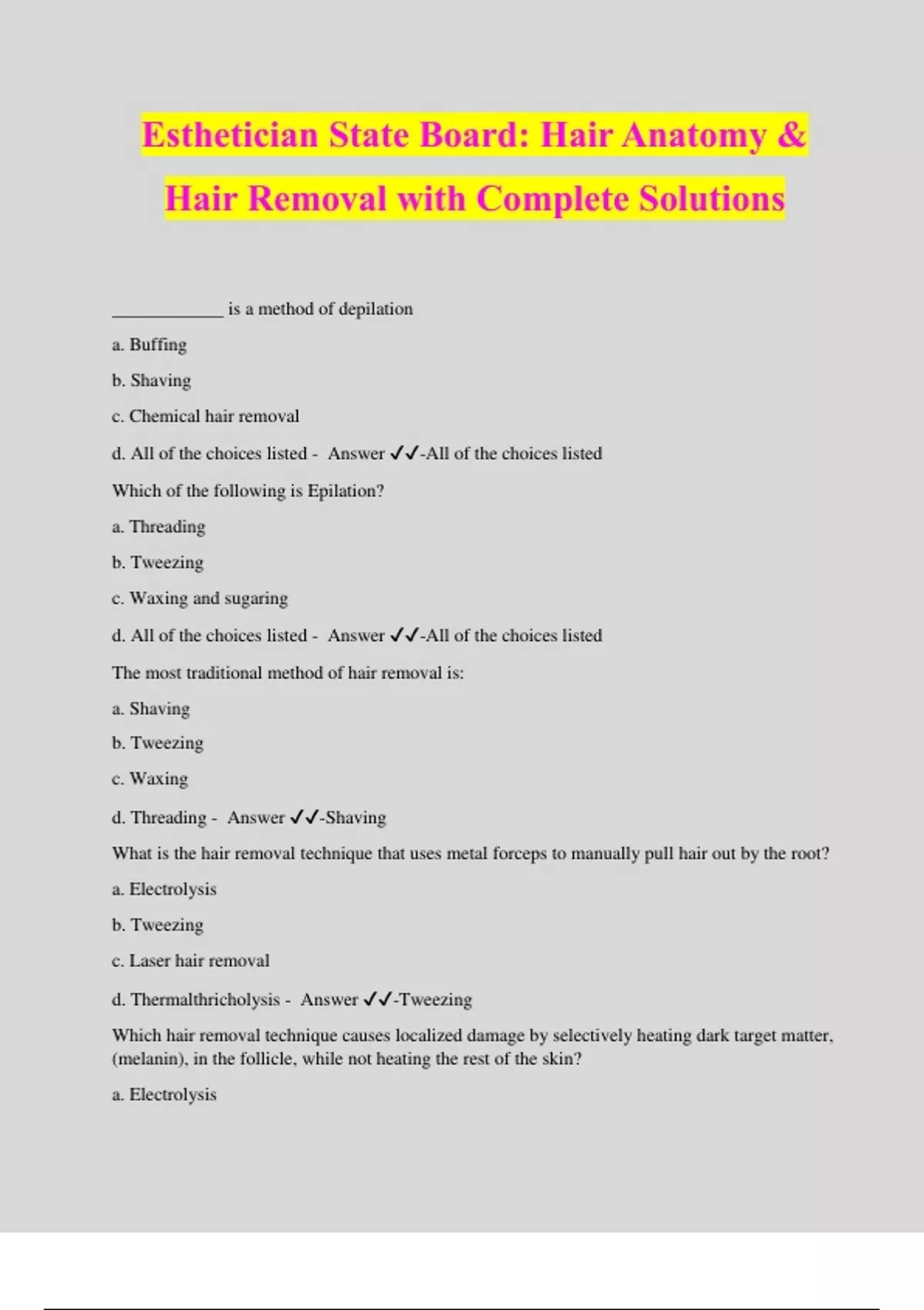 Esthetician State Board: Hair Anatomy & Hair Removal with Complete ...