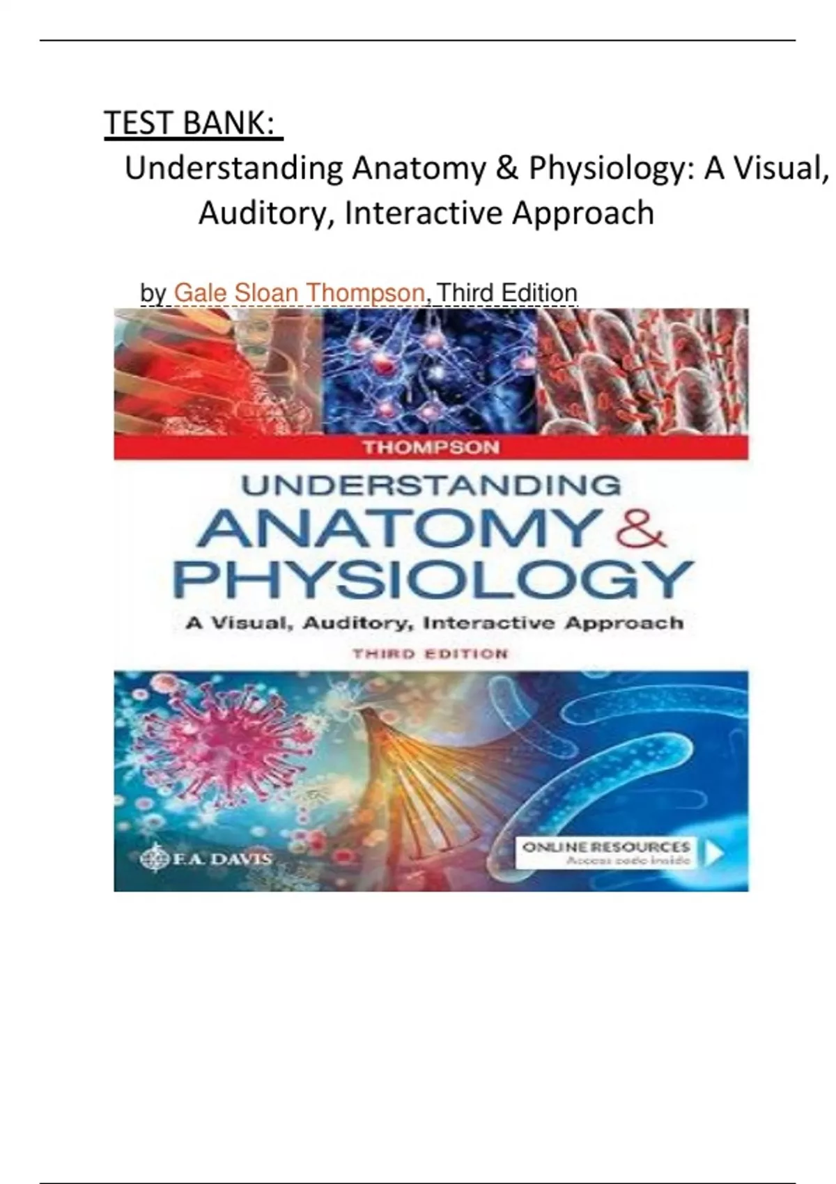 Test bank for Understanding Anatomy & Physiology A Visual, Auditory ...