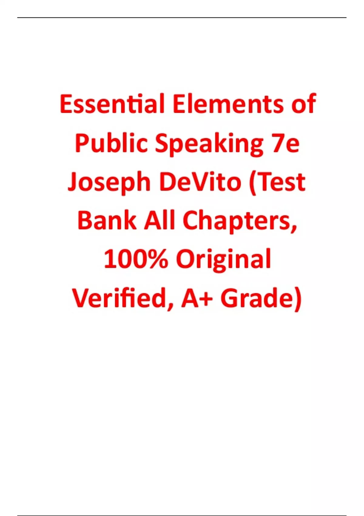 Test Bank For Essential Elements of Public Speaking 7th Edition By ...