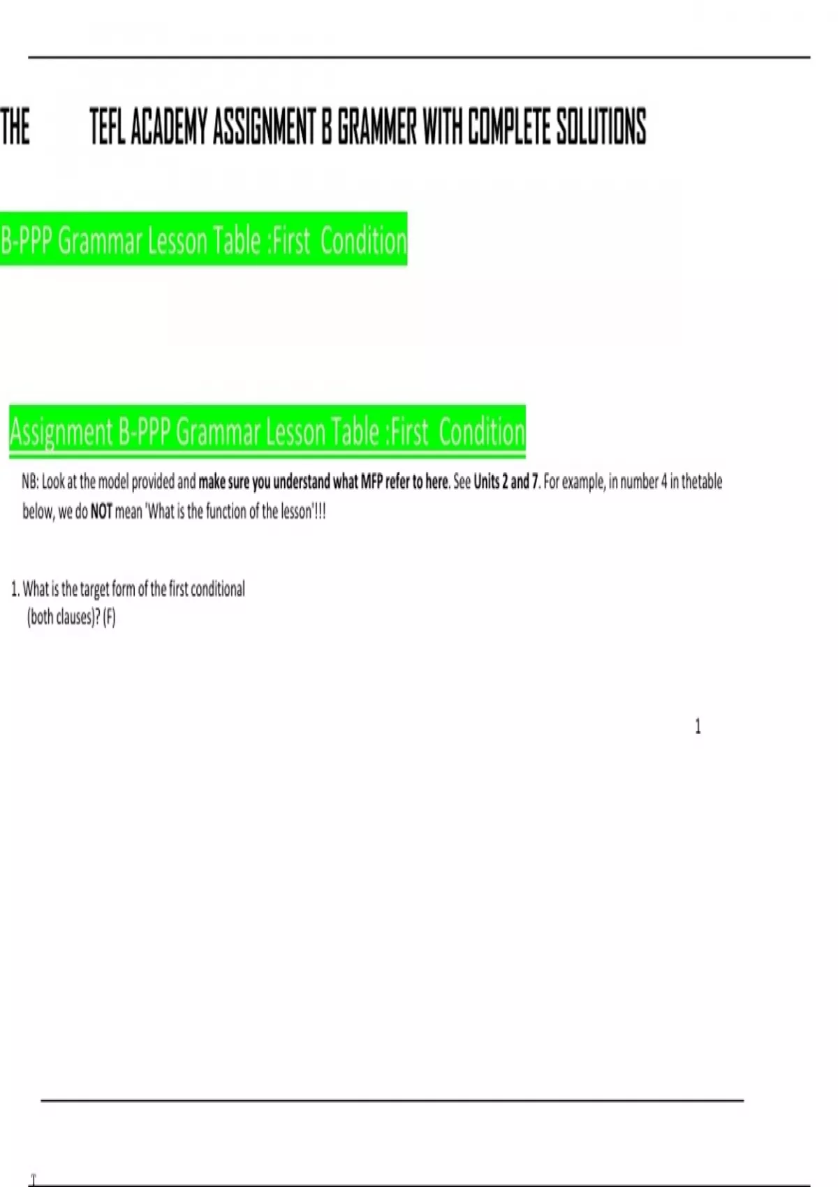 THE TEFL ACADEMY ASSIGNMENT B GRAMMER WITH COMPLETE SOLUTIONS - THE ...