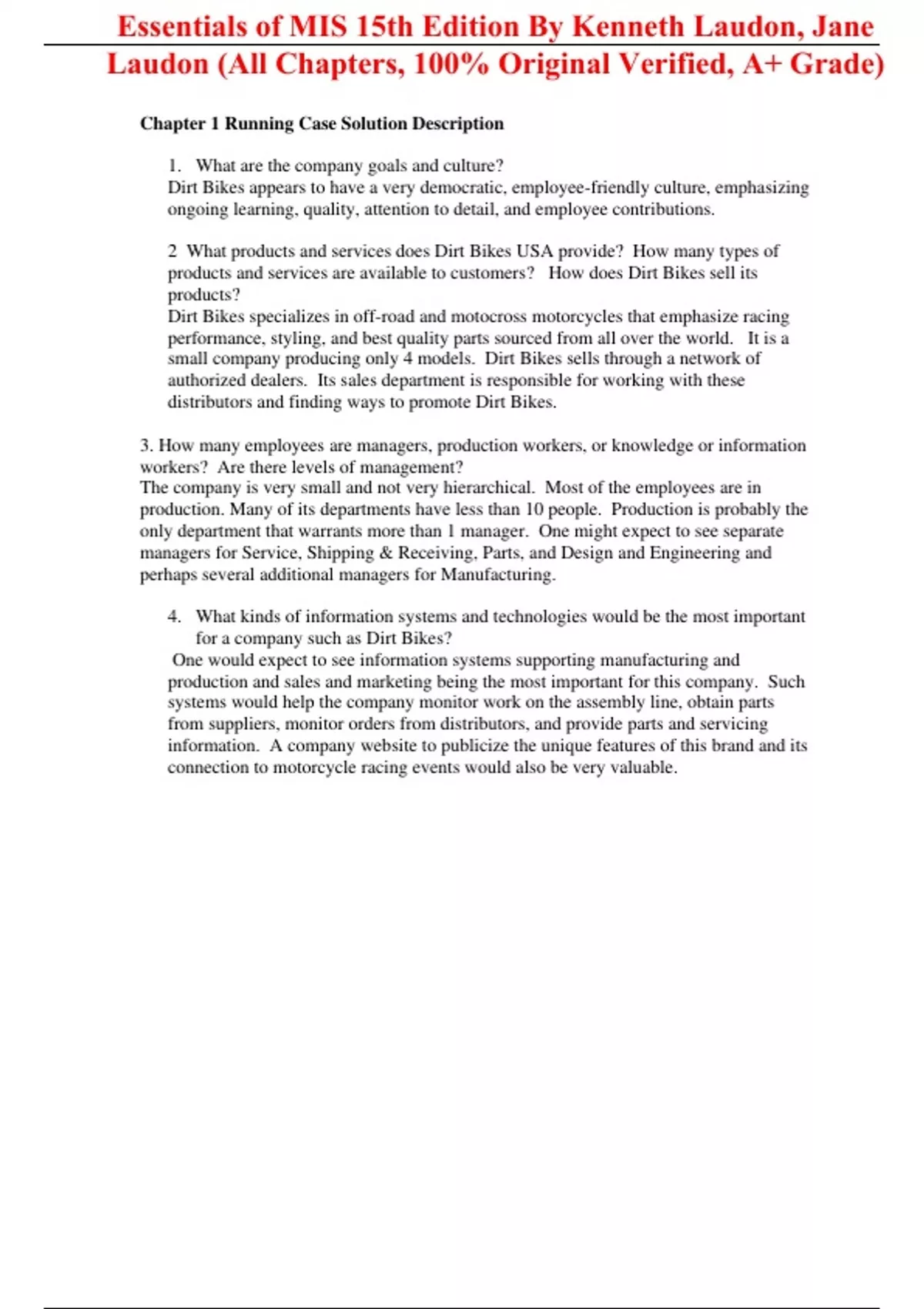 Solutions Manual For Essentials of MIS 15th Edition By Kenneth Laudon, Jane Laudon (All Chapters ...