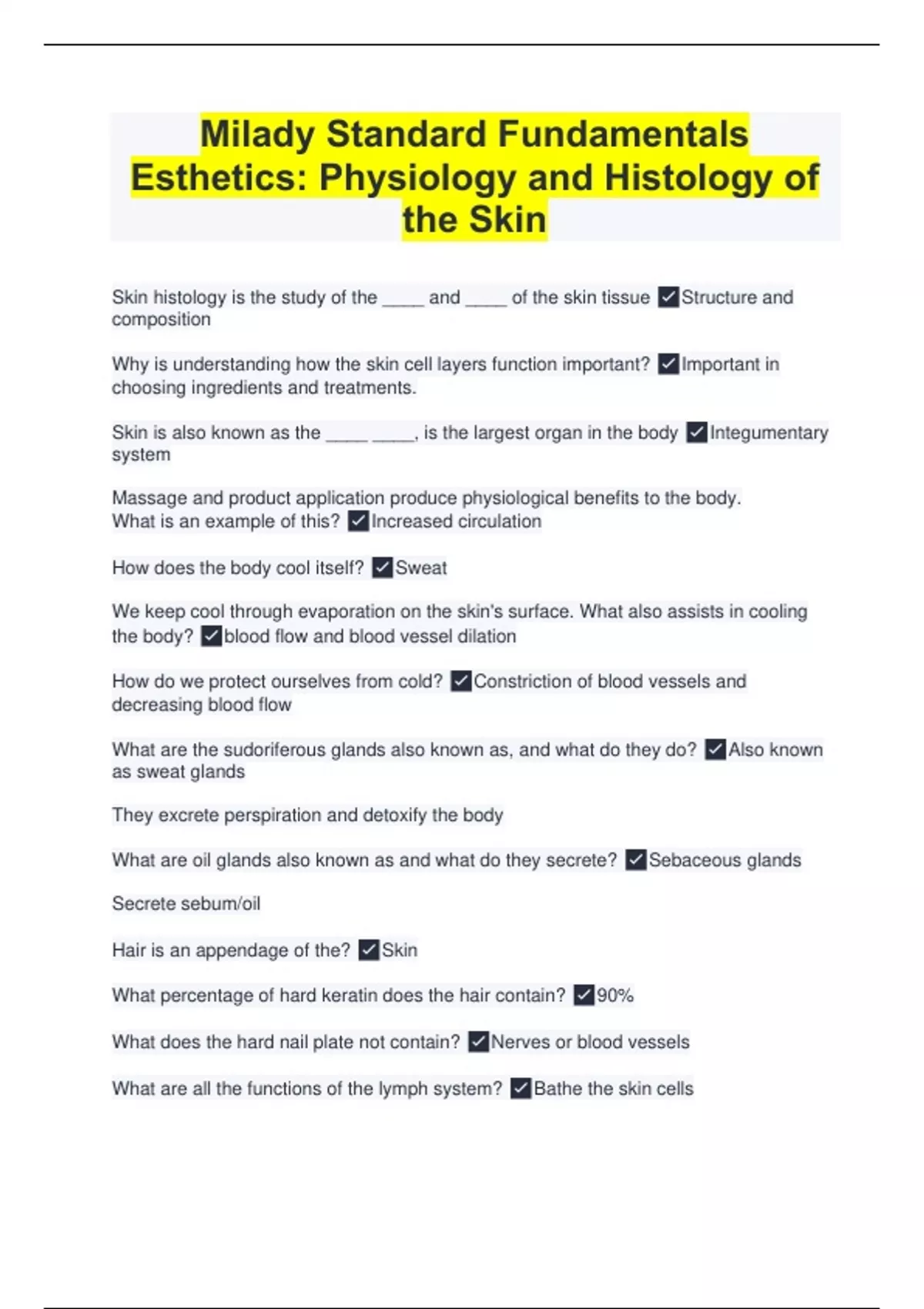 Milady Standard Fundamentals Esthetics: Physiology and Histology of the ...