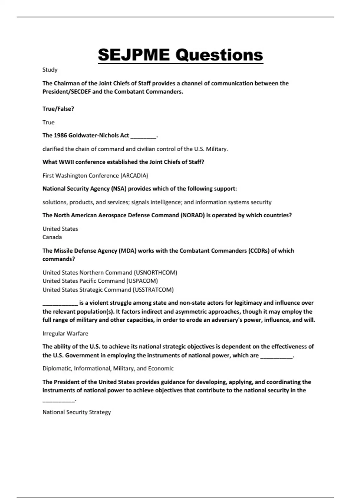 SEJPME Questions with solutions 2024 - Sejpme - Stuvia US