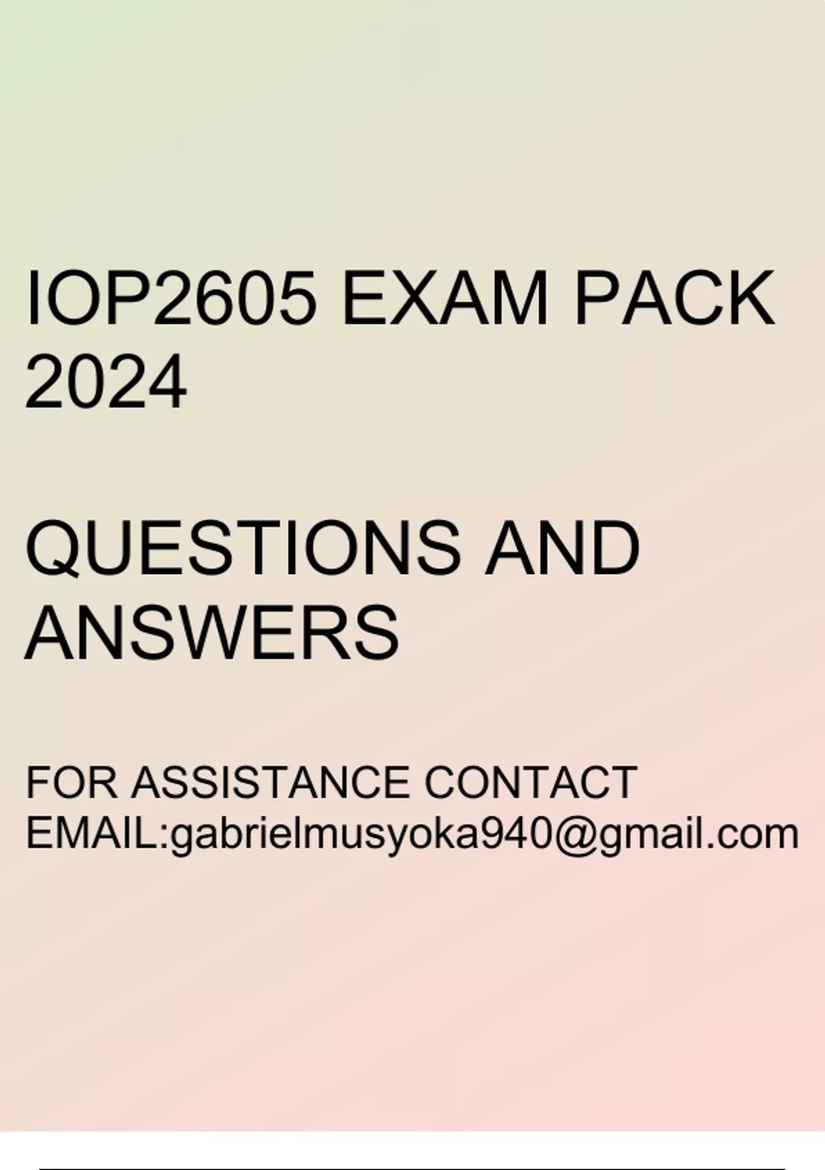 IOP2605 Exam pack 2024(Questions and answers) - IOP2605 - Stuvia SA