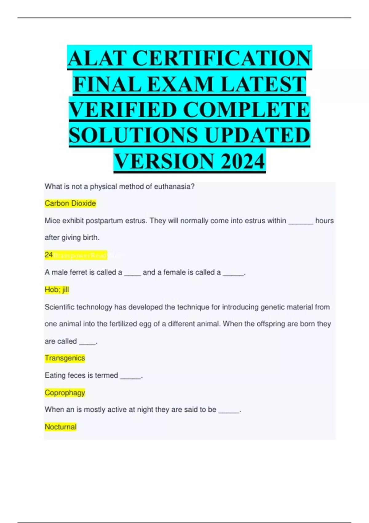 BEST REVIEW ALAT CERTIFICATION FINAL EXAM LATEST VERIFIED COMPLETE ...