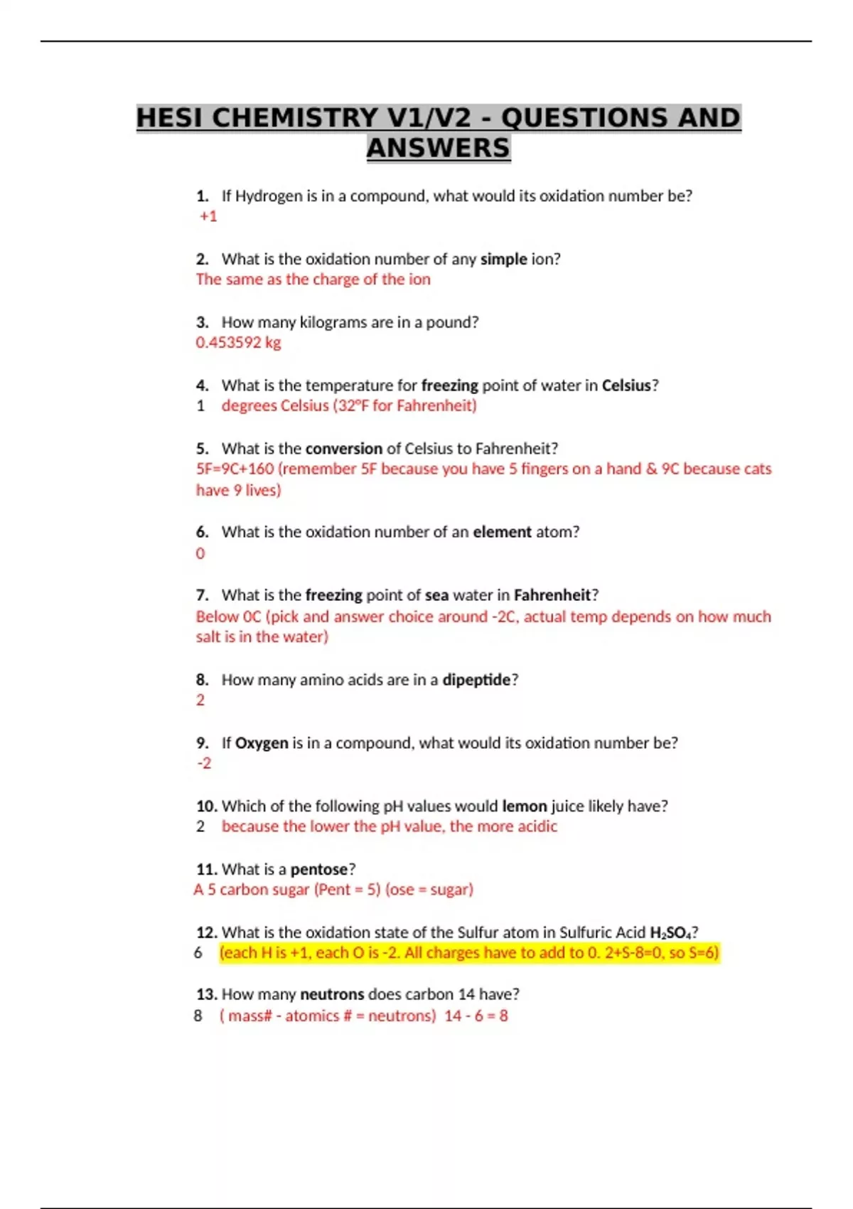 HESI CHEMISTRY V1/V2 - QUESTIONS AND ANSWERS - HESI CHEMISTRY V1/V2 ...