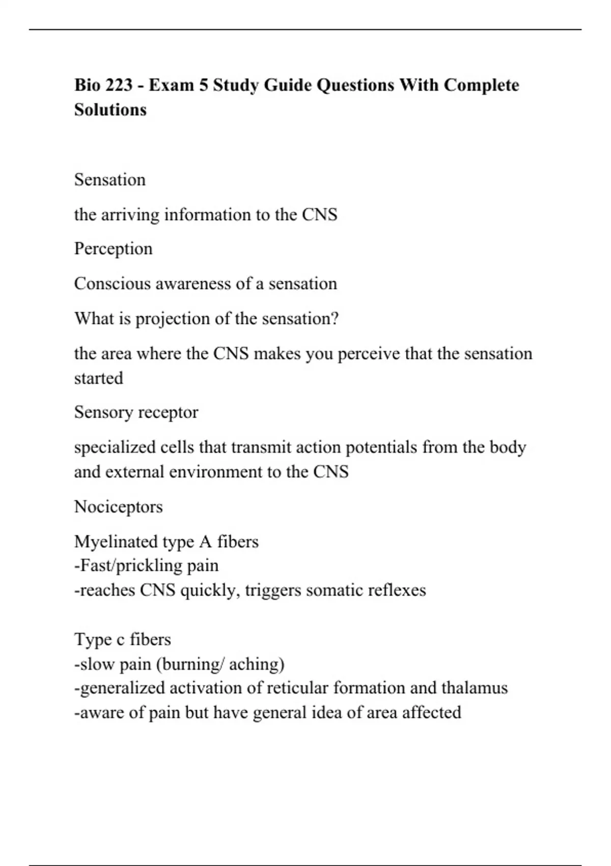 Bio 223 - Exam 5 Study Guide Questions With Complete Solutions - Bio 223 - Stuvia US