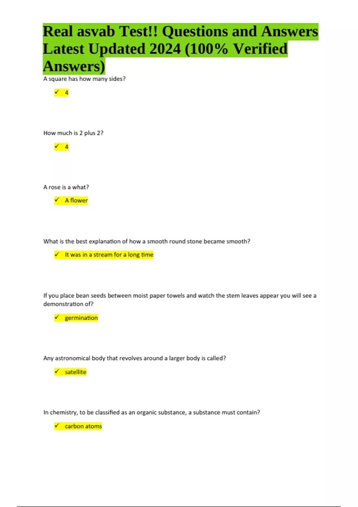 Real Asvab Test Questions and Answers Latest Updated 2024 (100% ...