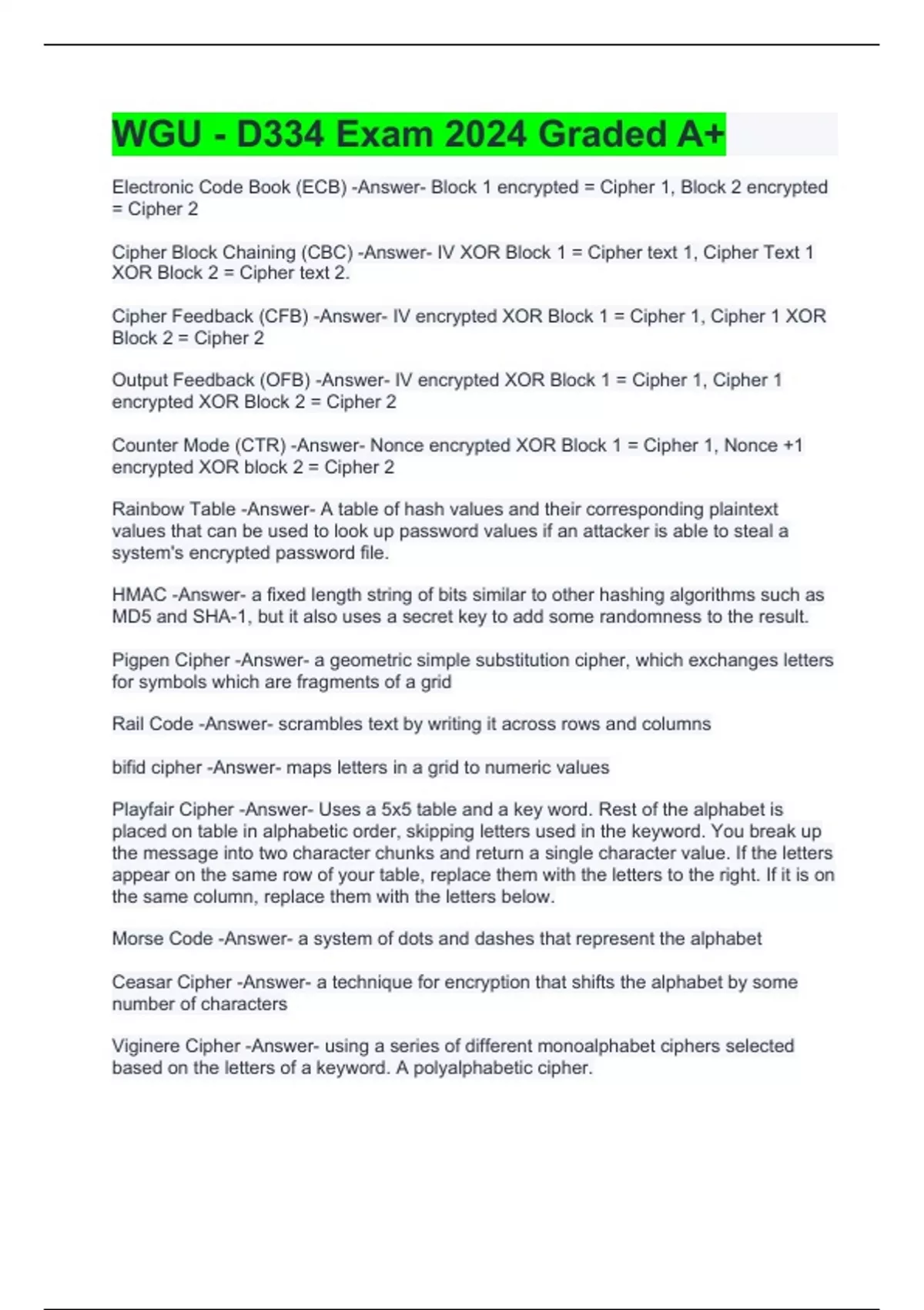 WGU - D334 Exam 2024 Graded A+ - WGU D334 - Stuvia US