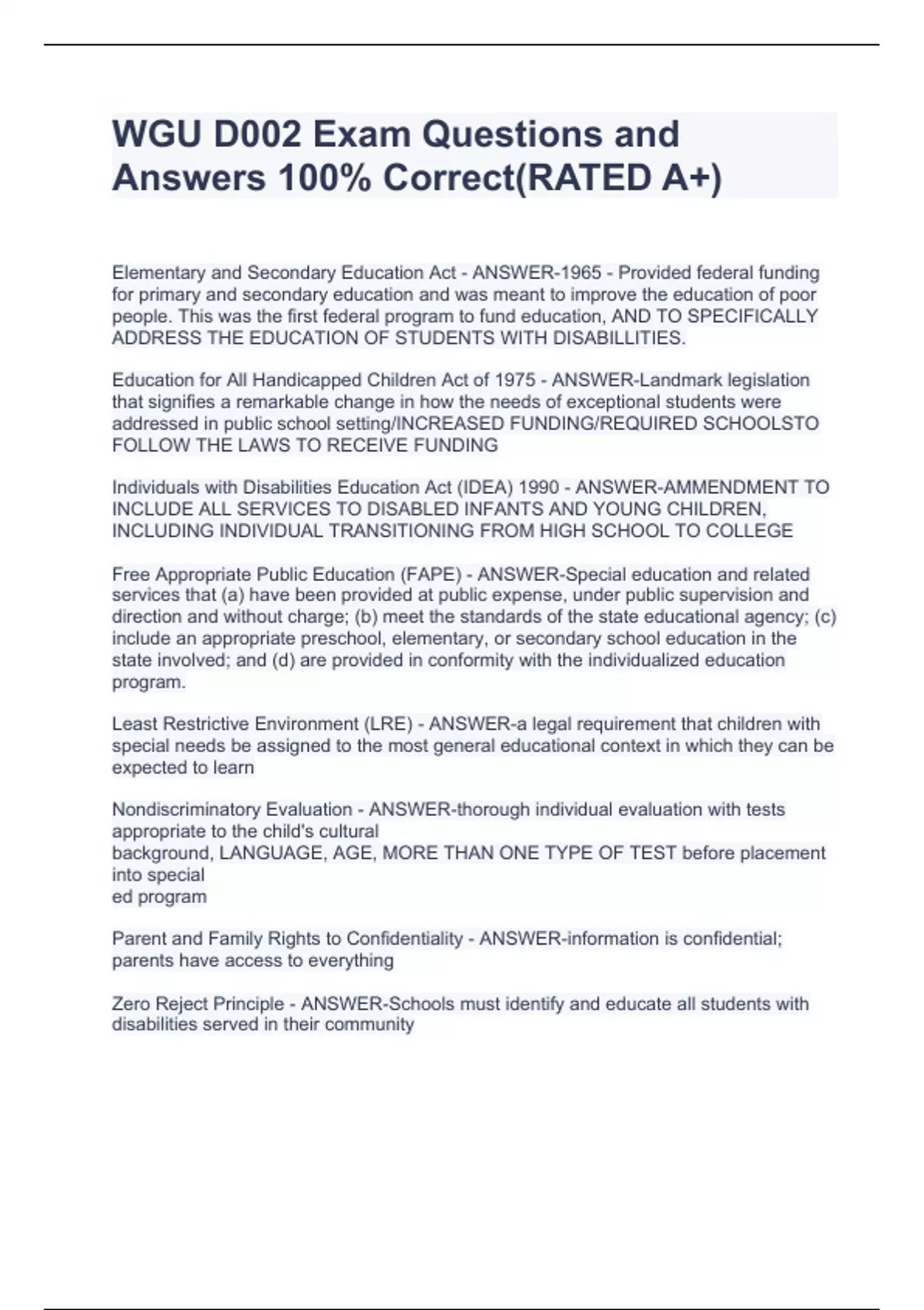 WGU D002 Exam Questions and Answers 100% Correct(RATED A+) - WGU D002 ...