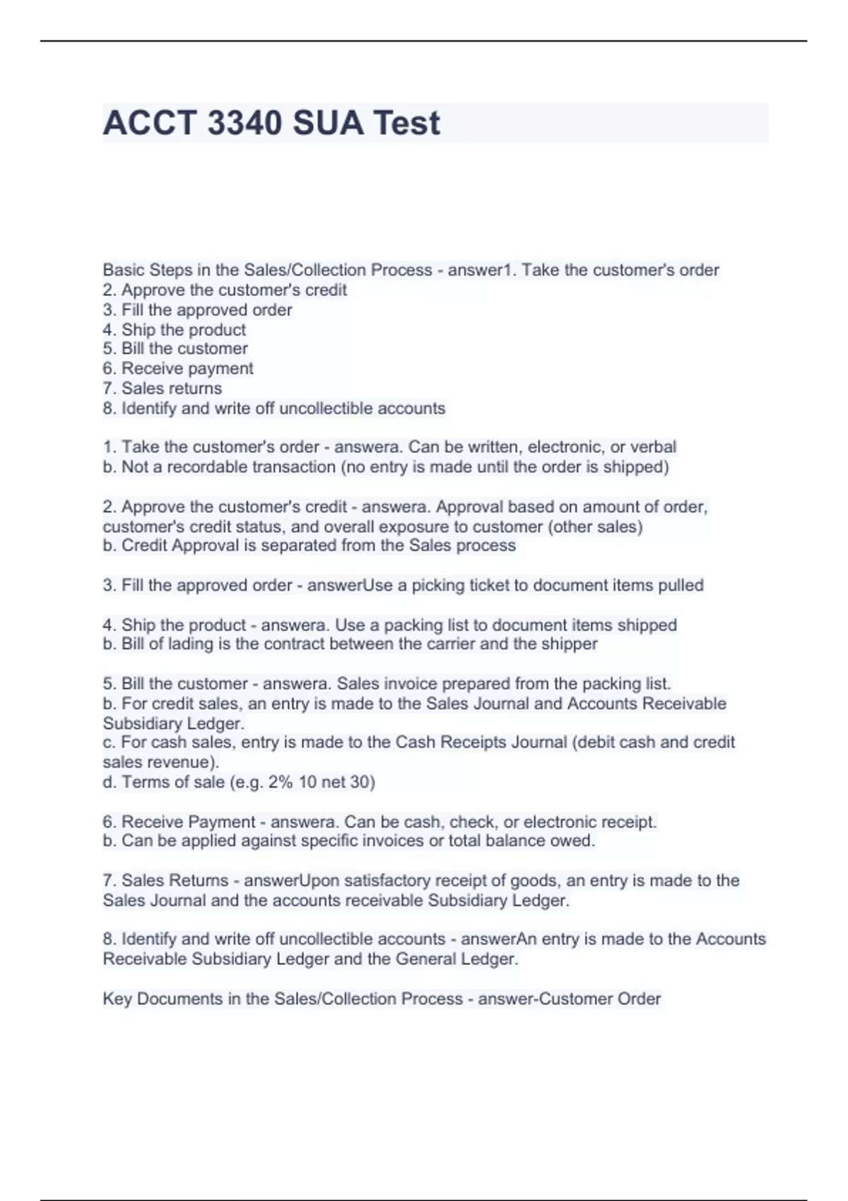 ACCT 3340 SUA Test Questions and Answers 100% correct 2024 - SUA ...