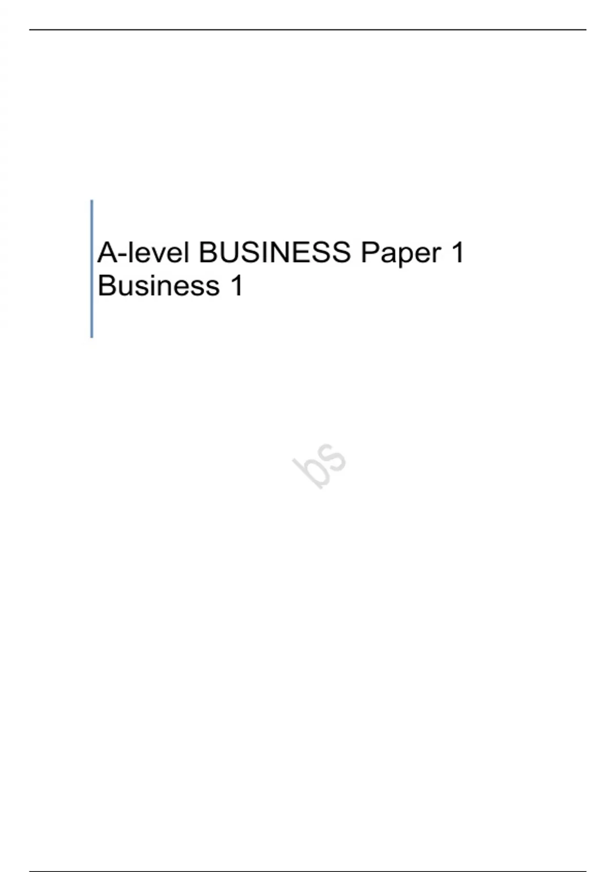 AQA A-level BUSINESS Paper 1 Business 1 QUSTION PAPER AND MARK SCHEME ...