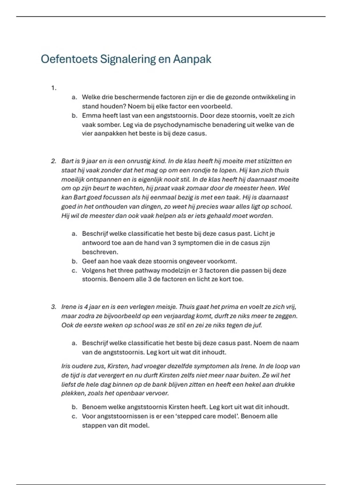 Oefentoets Signalering en aanpak emotionele/gedragsproblemen (6470SIGNY ...