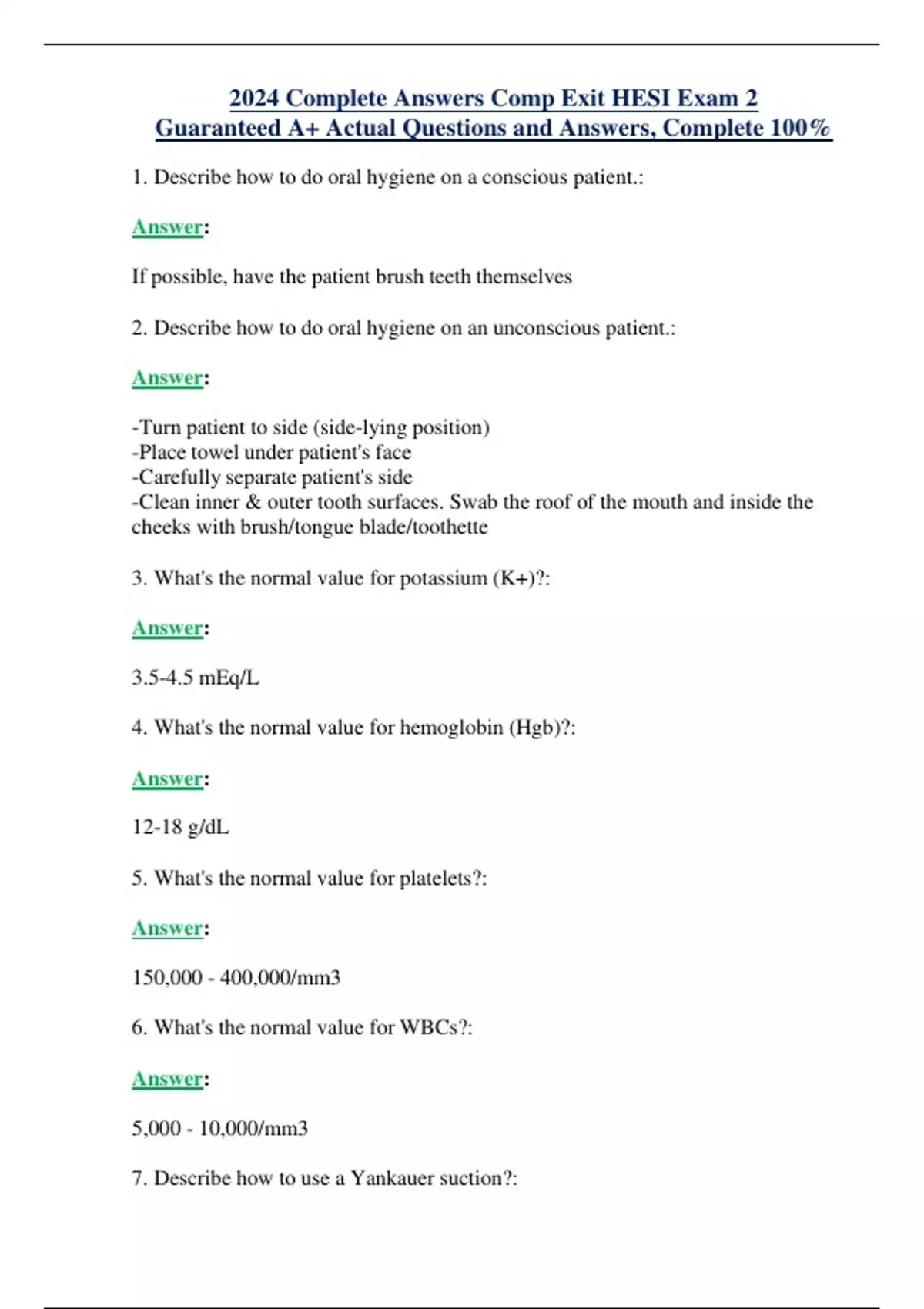 2024 Complete Answers Comp Exit HESI Exam 2 Guaranteed A+ Actual ...