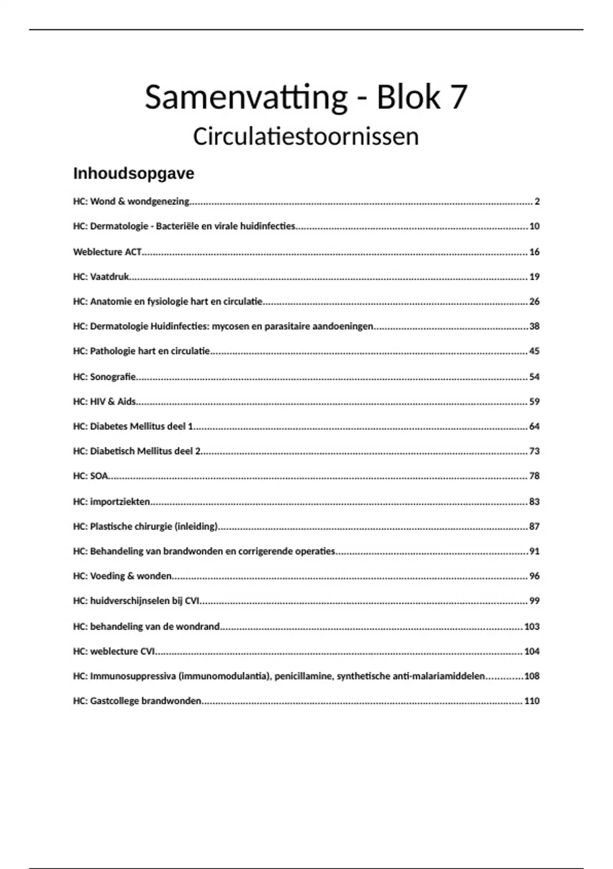 Samenvatting Alles wat je nodig hebt voor testvision van cursus 7: zorg ...
