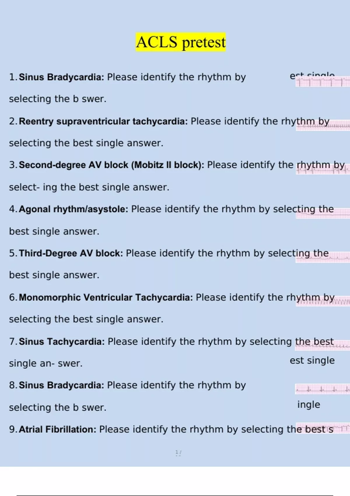ACLS Pretest 2024 | Questions with 100% Correct Answers | Verified ...