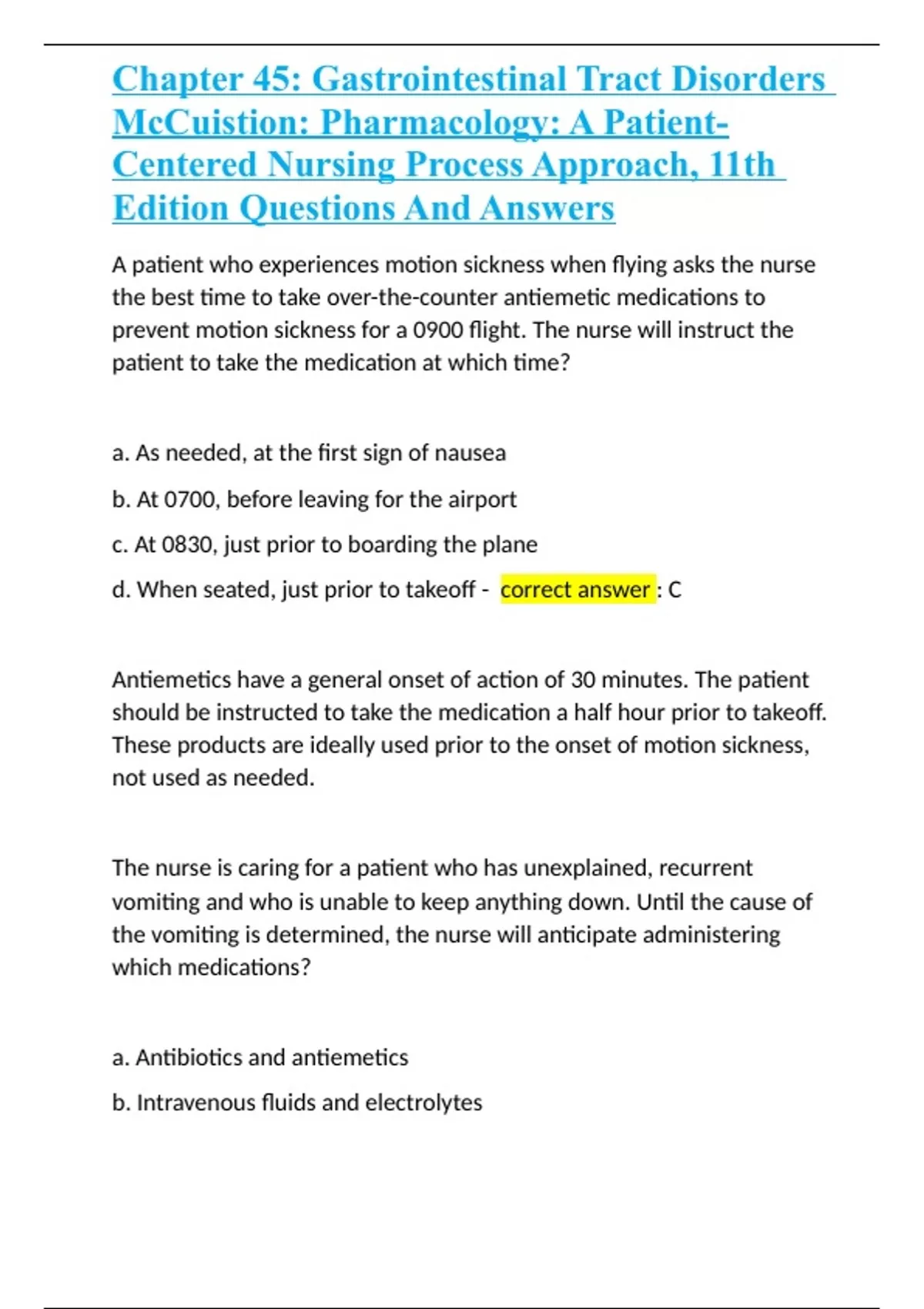 Chapter 45: Gastrointestinal Tract Disorders McCuistion: Pharmacology ...
